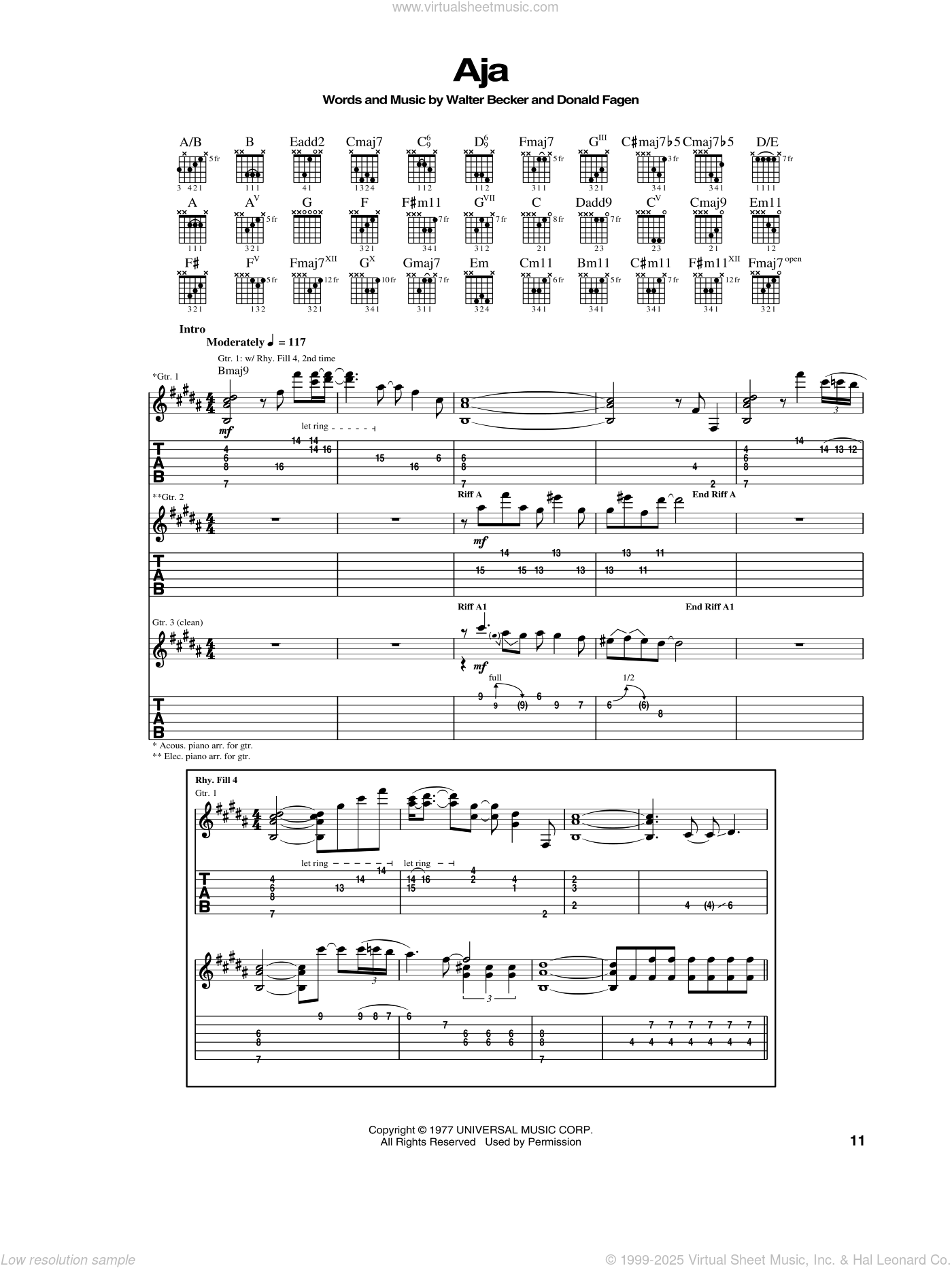 Aja sheet music for guitar (tablature) (PDF)