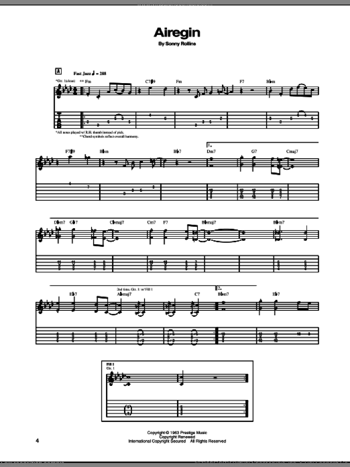 Airegin sheet music for guitar (tablature) (PDF)