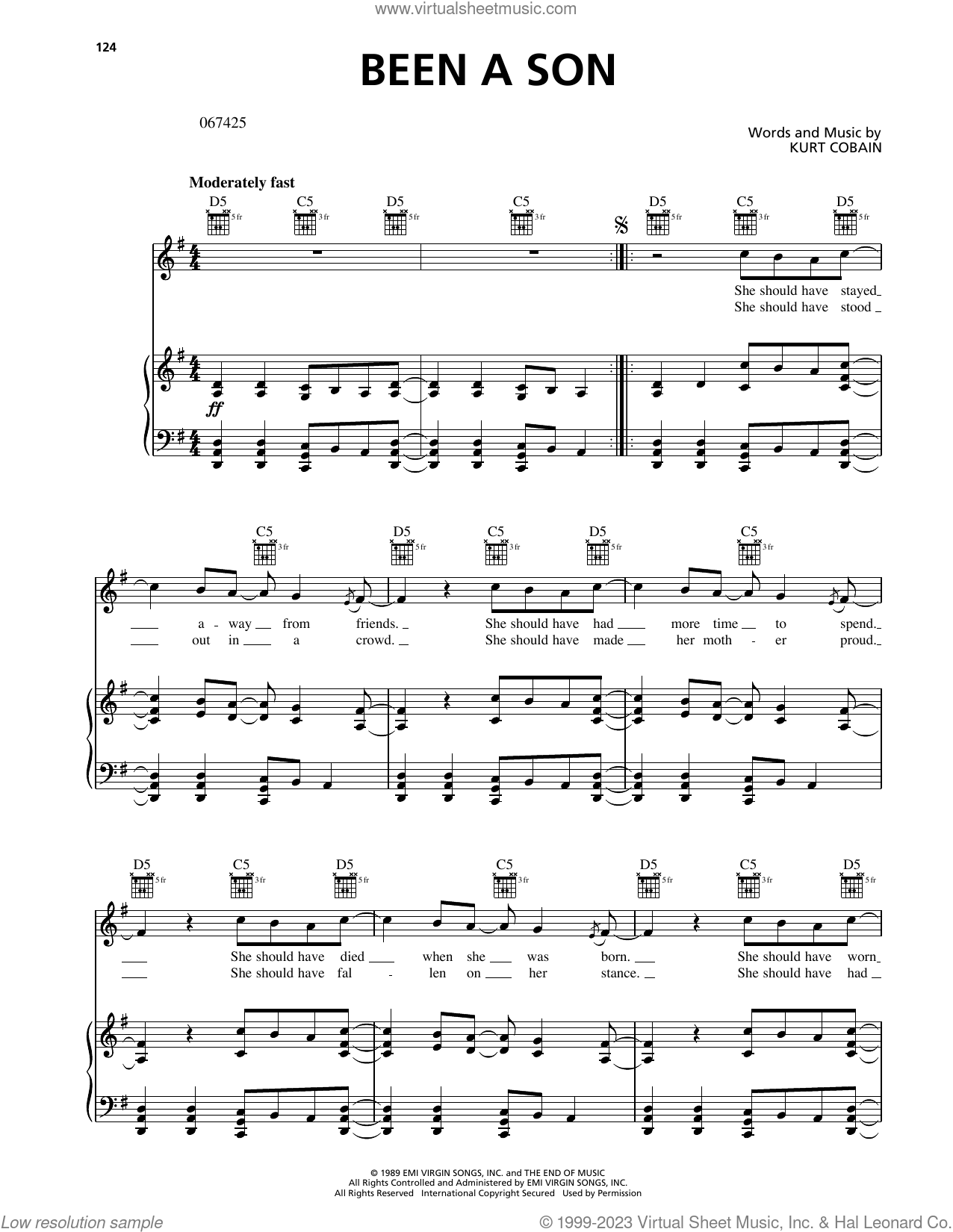 Been A Son sheet music for voice, piano or guitar (PDF)
