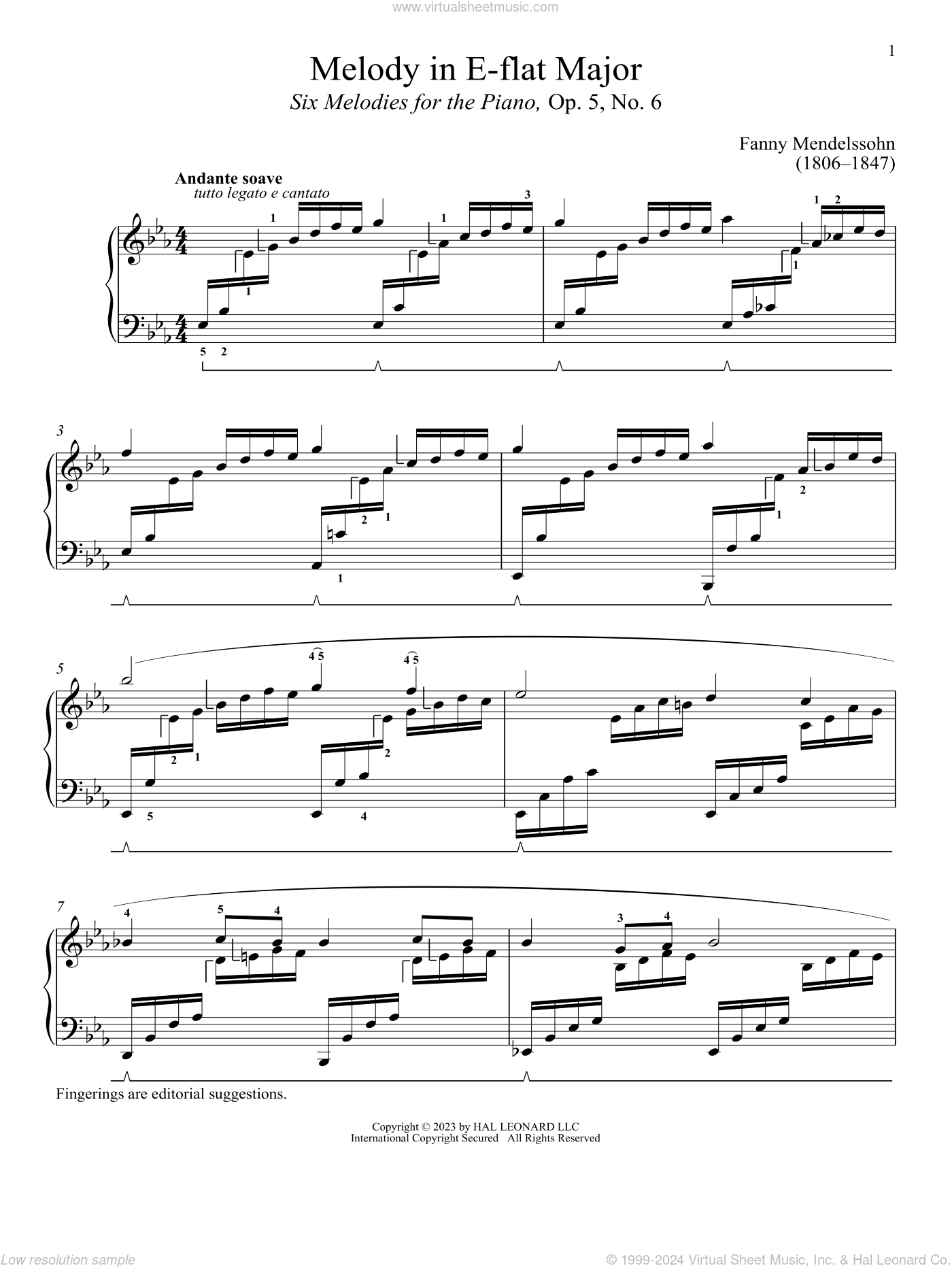 Andante soave sheet music for piano solo (PDF)