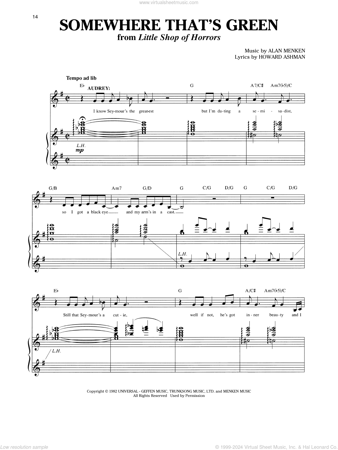 Somewhere That's Green (from Little Shop Of Horrors) sheet music for ...