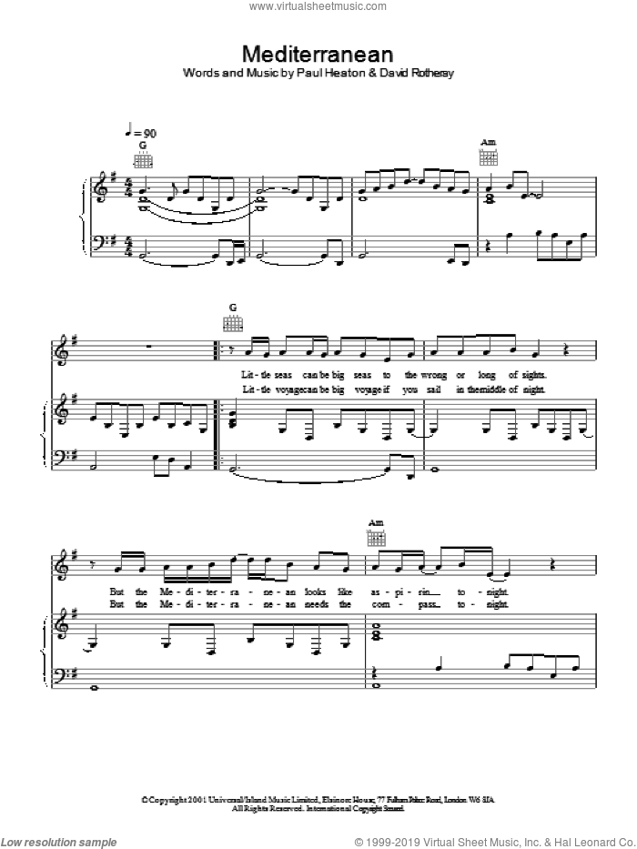 The Mediterranean sheet music for voice, piano or guitar (PDF)