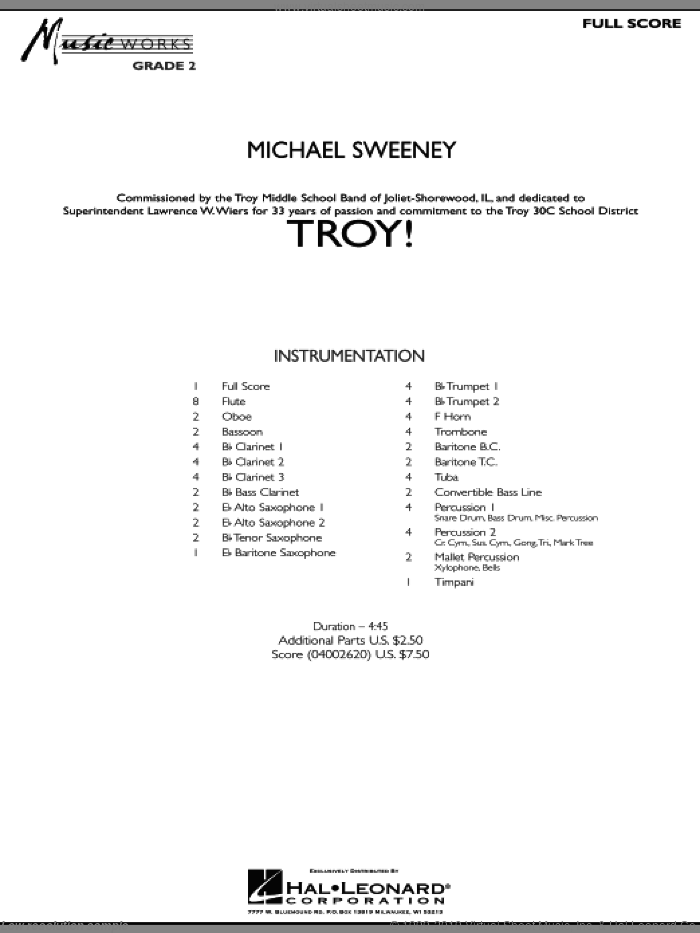 Troy! sheet music (complete collection) for concert band (PDF)
