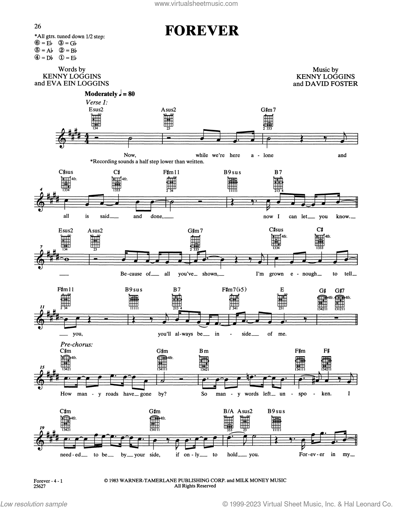 Forever sheet music for guitar solo (chords) (PDF)