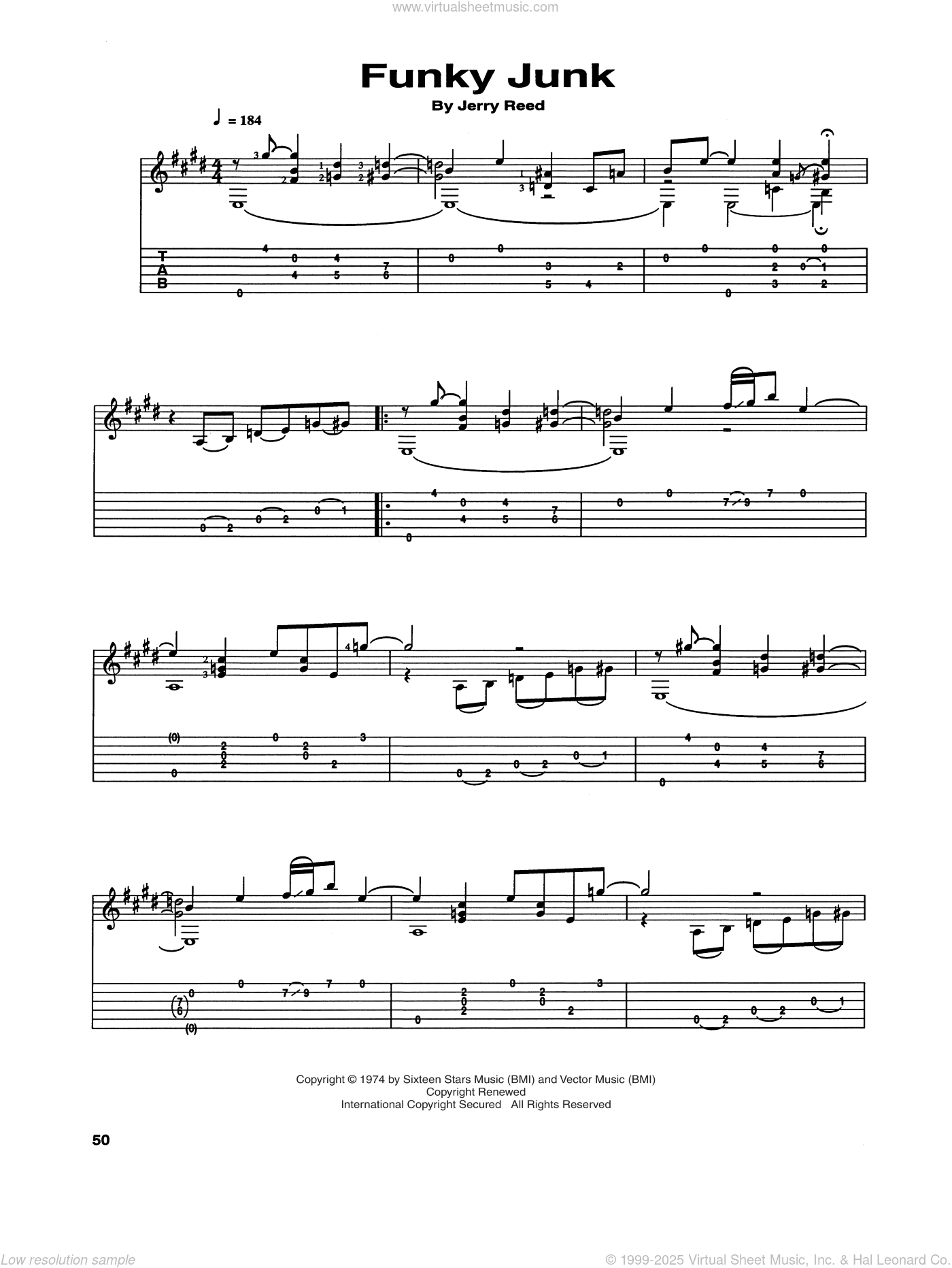 Funky Junk sheet music for guitar (tablature) (PDF)