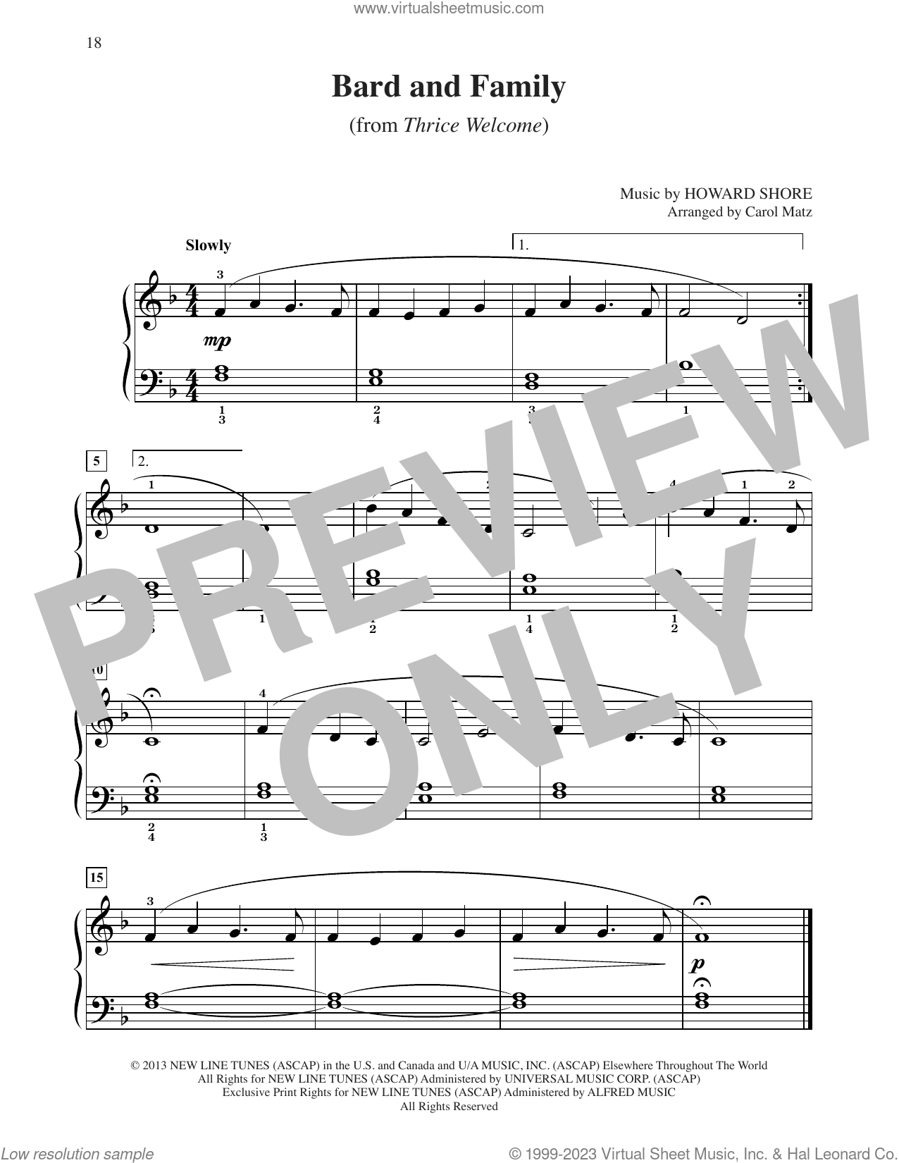 Bard And Family (from The Hobbit: The Desolation of Smaug) (arr. Carol ...