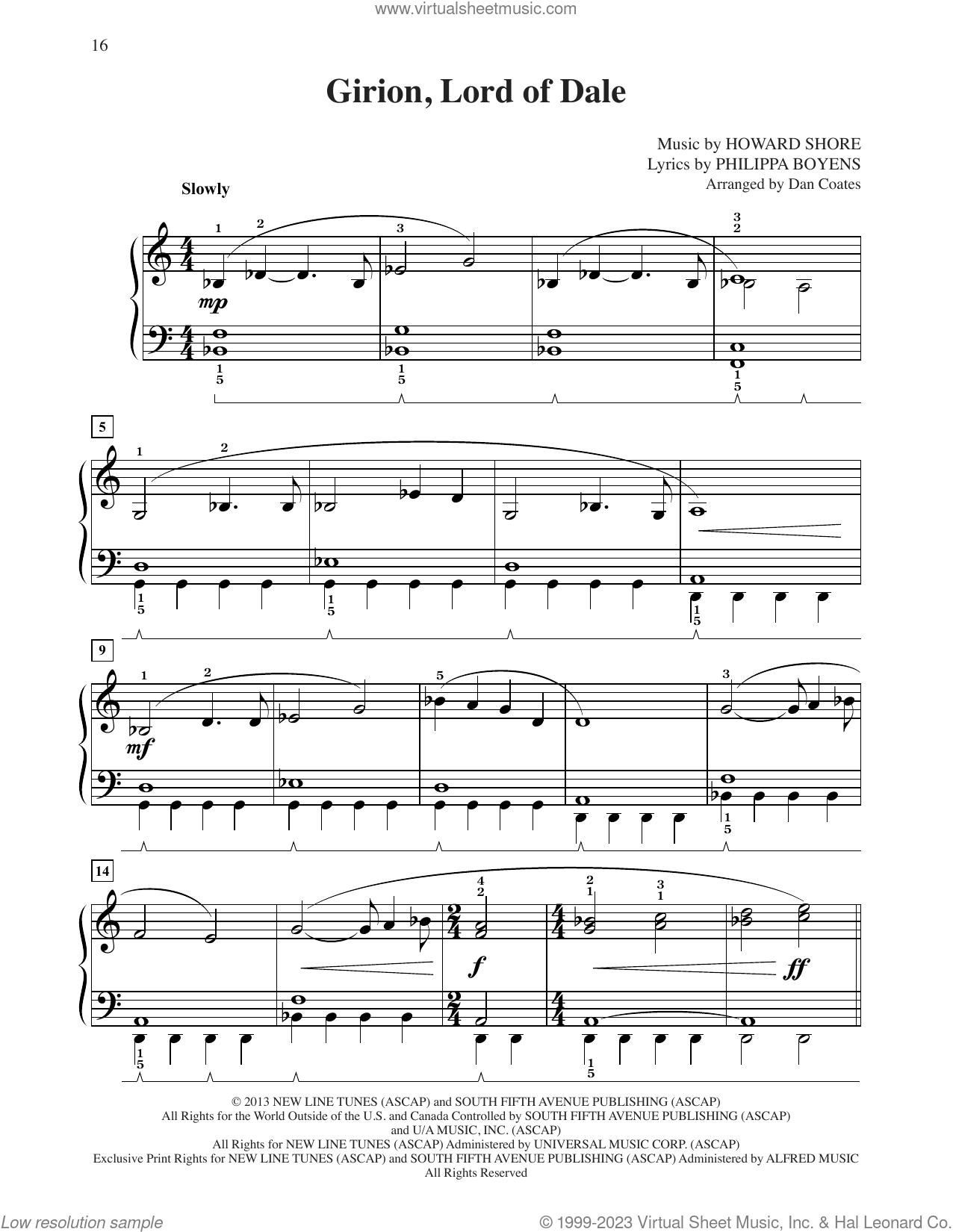 Girion, Lord Of Dale (from The Hobbit: The Desolation of Smaug) (arr ...