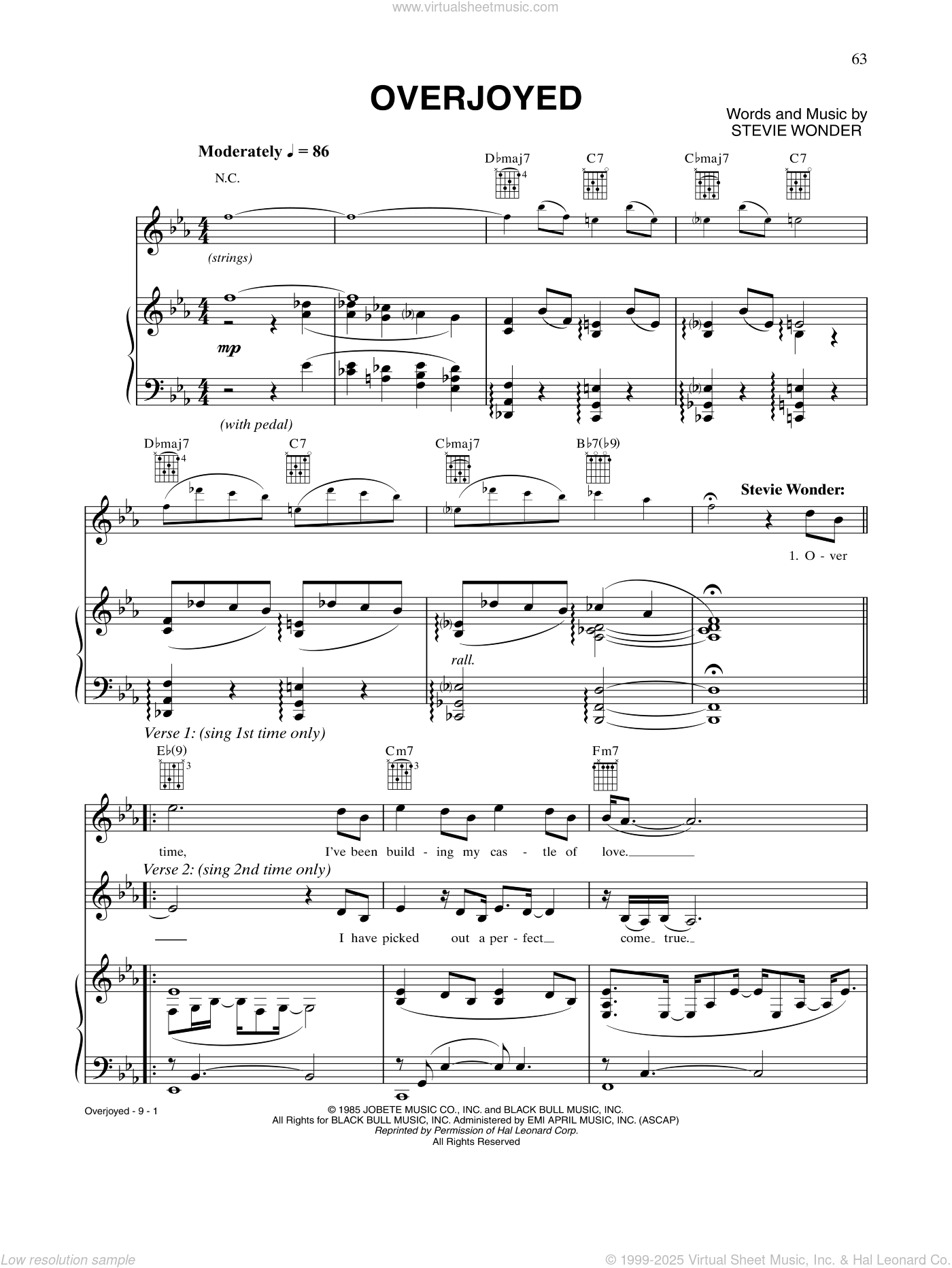 Céline Dion and Stevie Wonder: Overjoyed sheet music for voice, piano ...