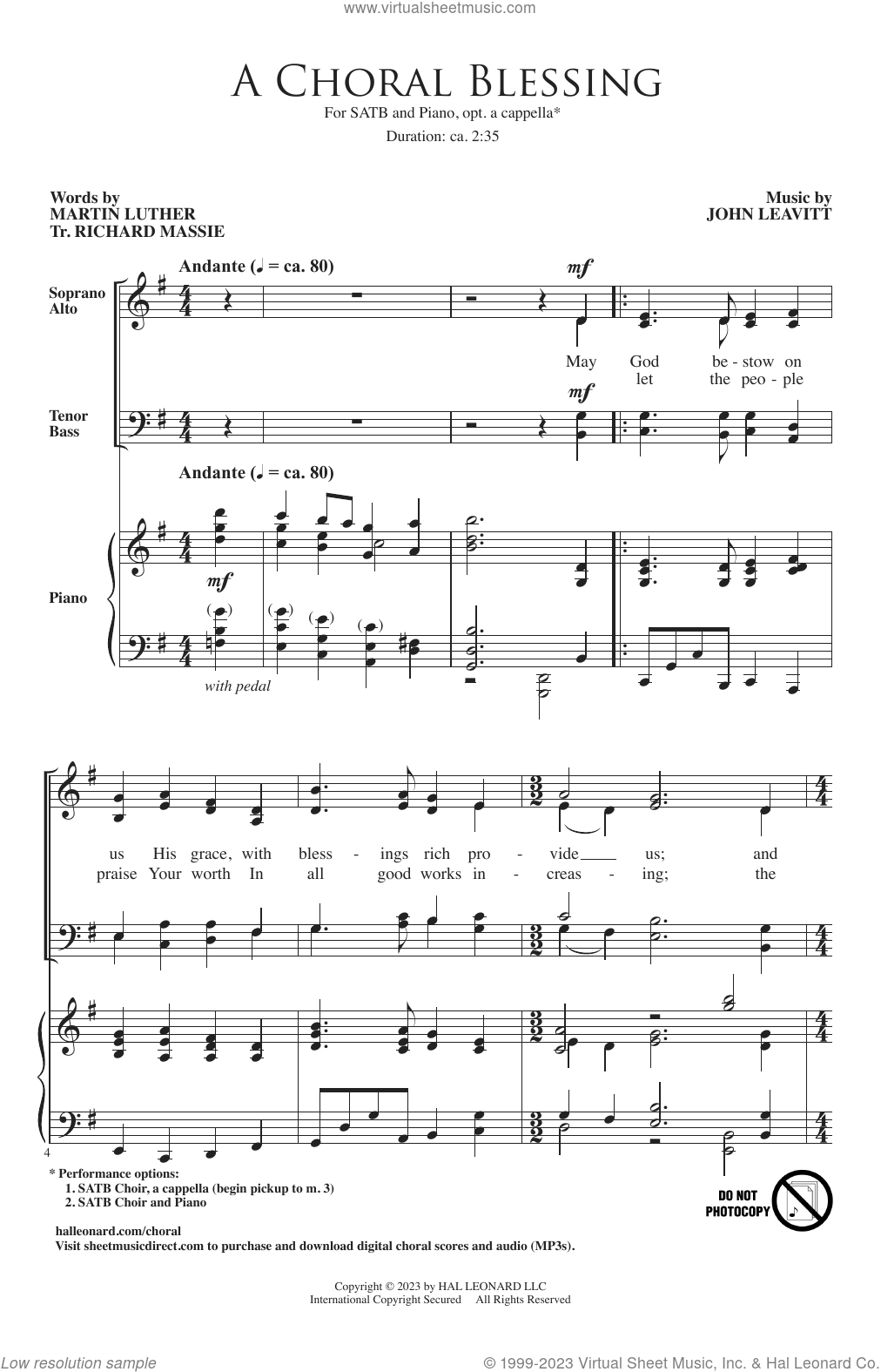 A Choral Blessing sheet music for choir (SATB: soprano, alto, tenor, bass)