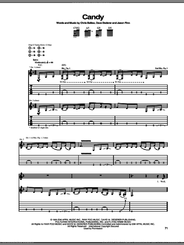 Candy sheet music for guitar (tablature) (PDF)