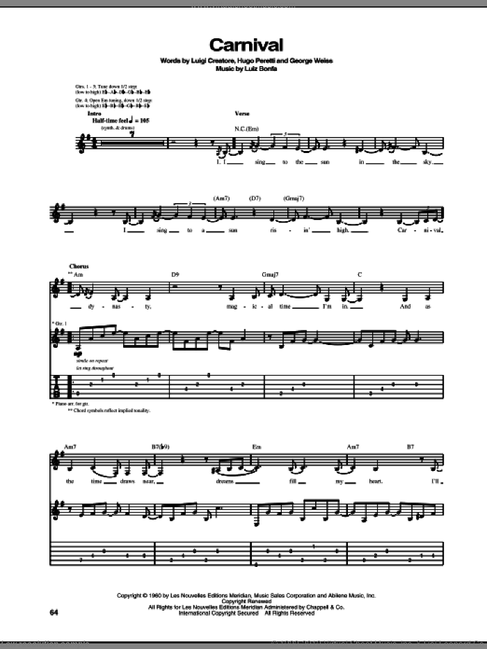 Carnival sheet music for guitar (tablature) (PDF)