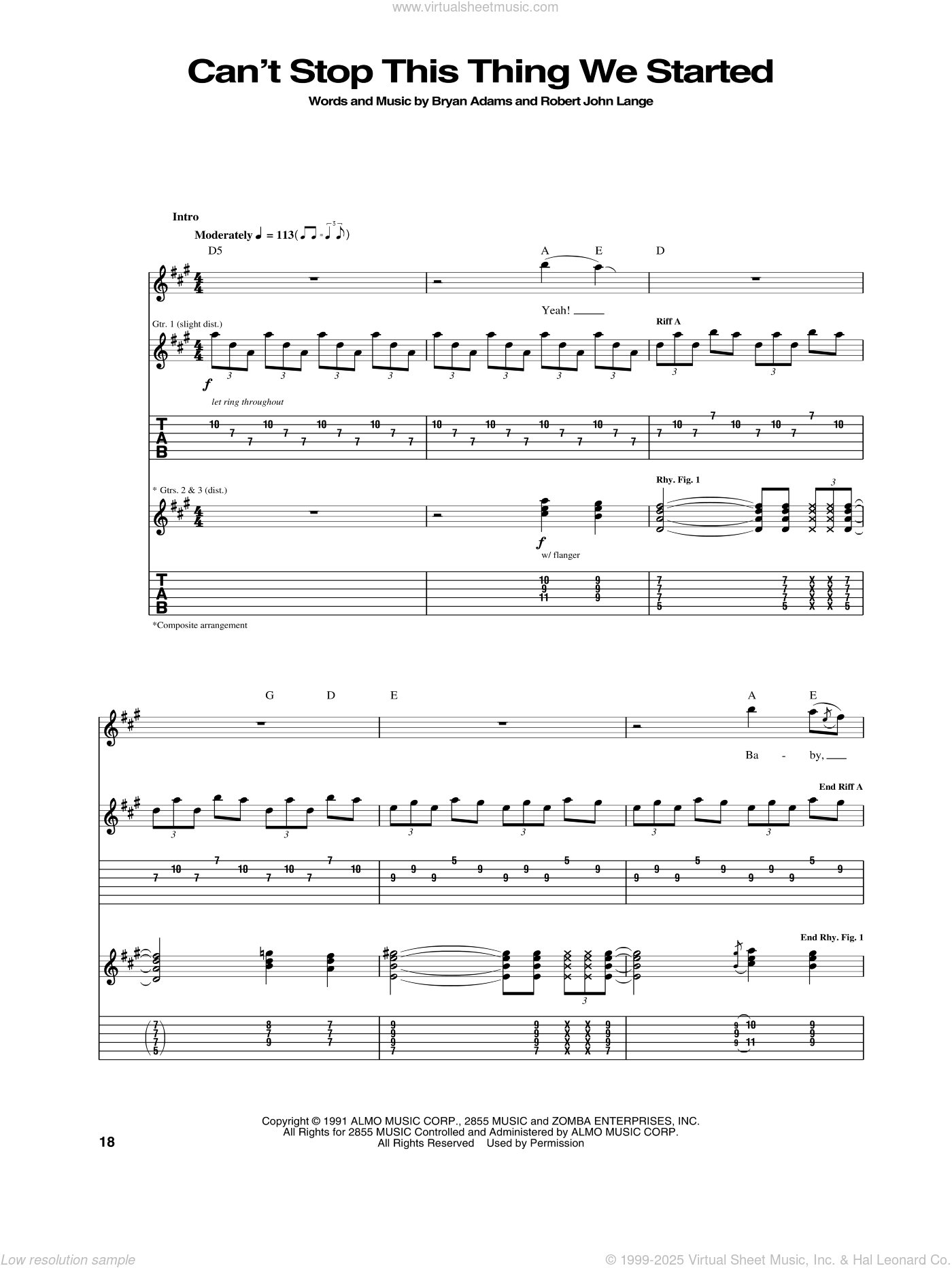 Can't Stop This Thing We Started sheet music for guitar (tablature) v2