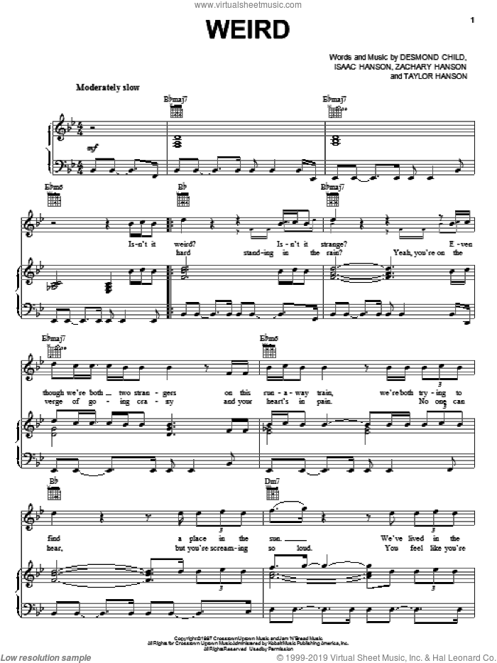 Weird sheet music for voice, piano or guitar (PDF-interactive)