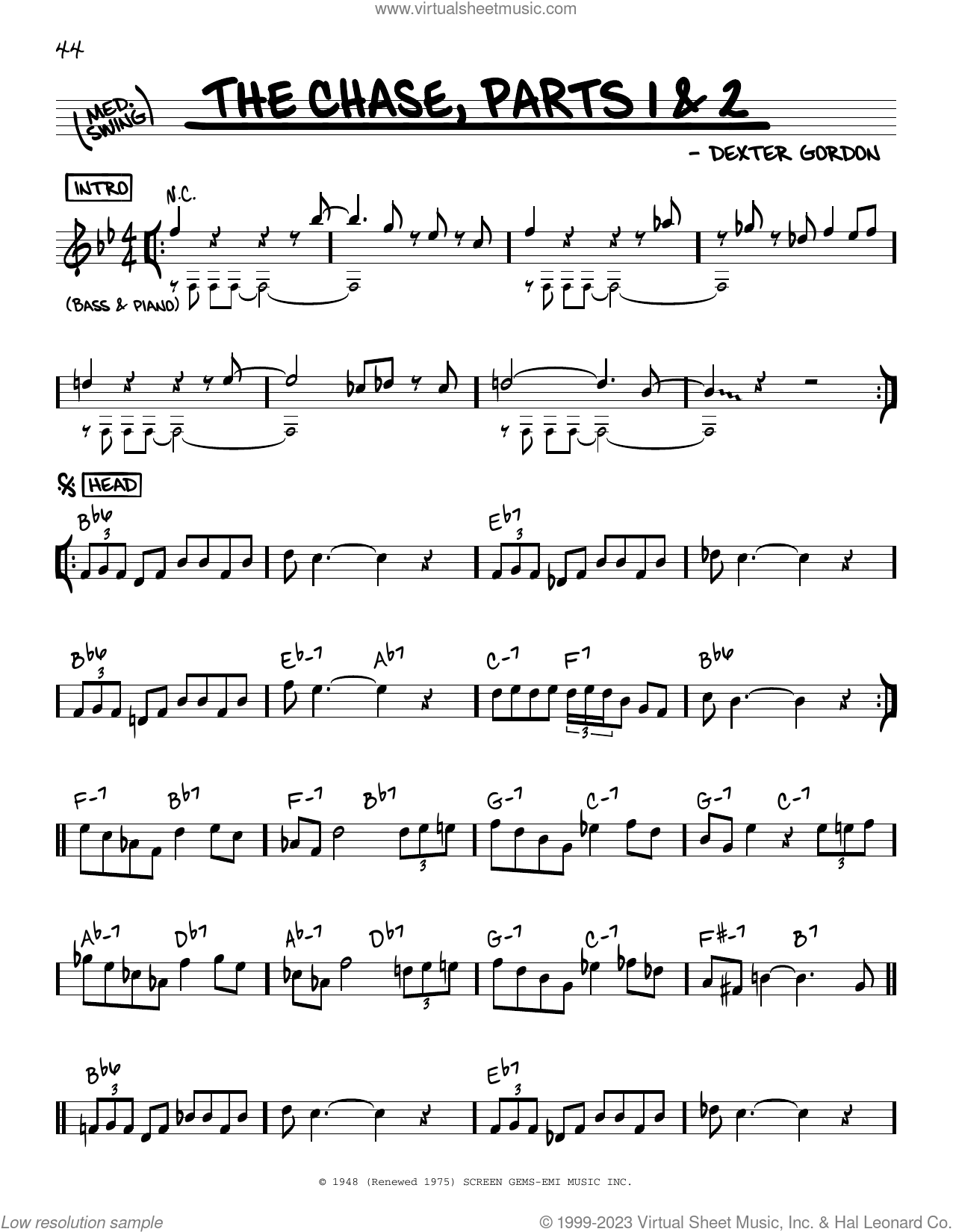 The Chase, Parts 1 and 2 sheet music (real book - melody and chords) (real book)