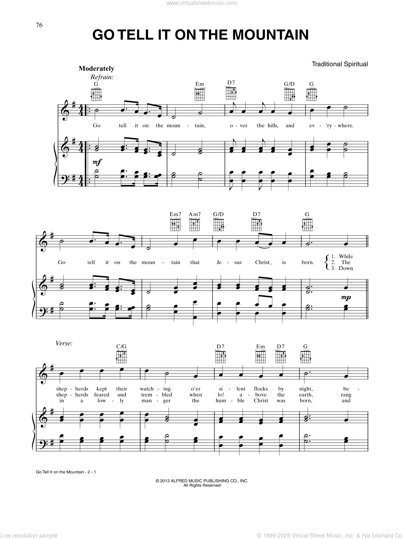 John W. Work, Jr.: Go, Tell It On The Mountain sheet music for voice ...