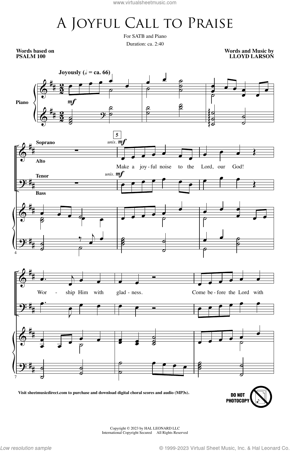 A Joyful Call To Praise sheet music for choir (SATB: soprano, alto ...