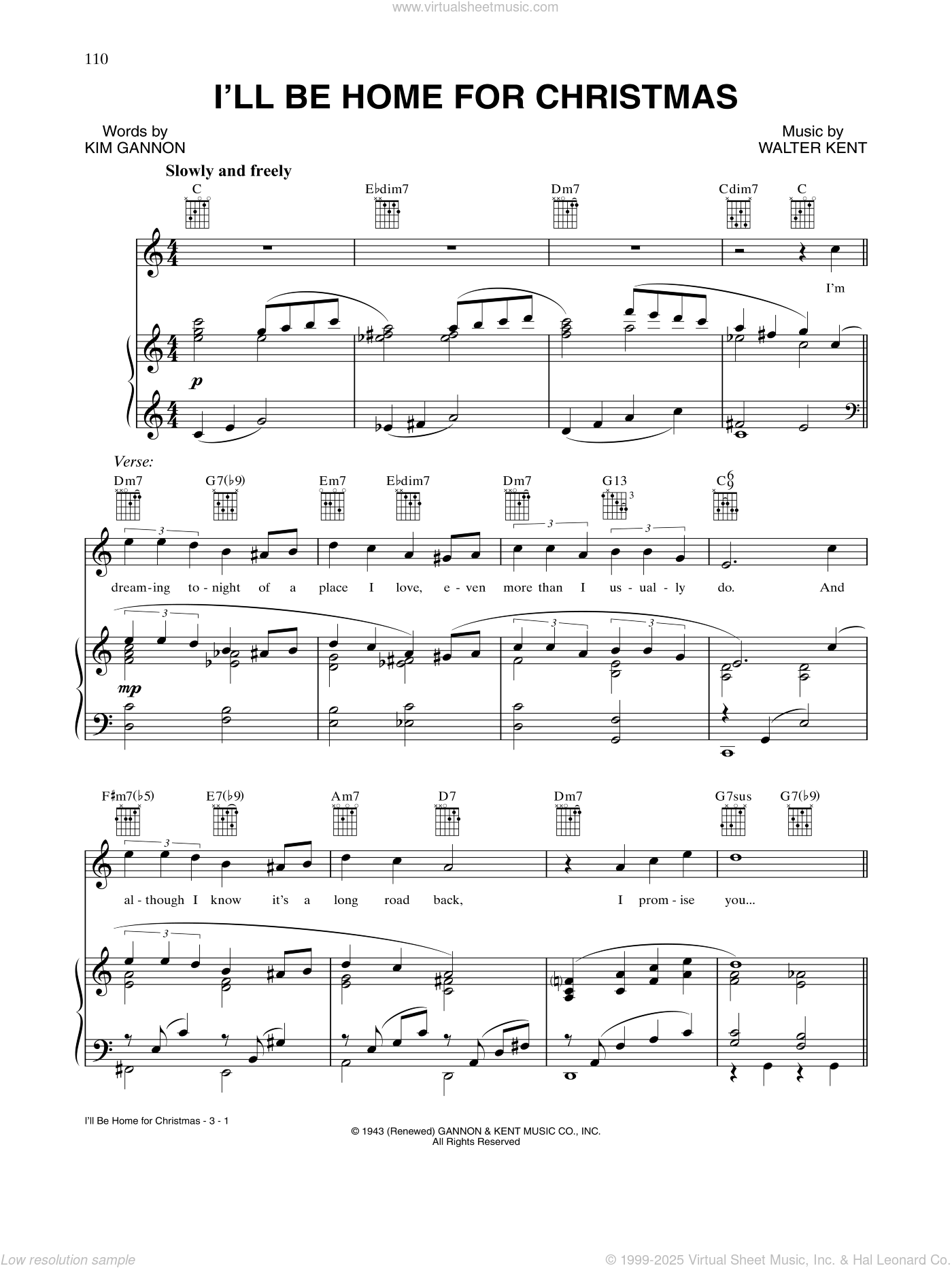 Bing Crosby: I'll Be Home For Christmas sheet music for voice, piano or ...
