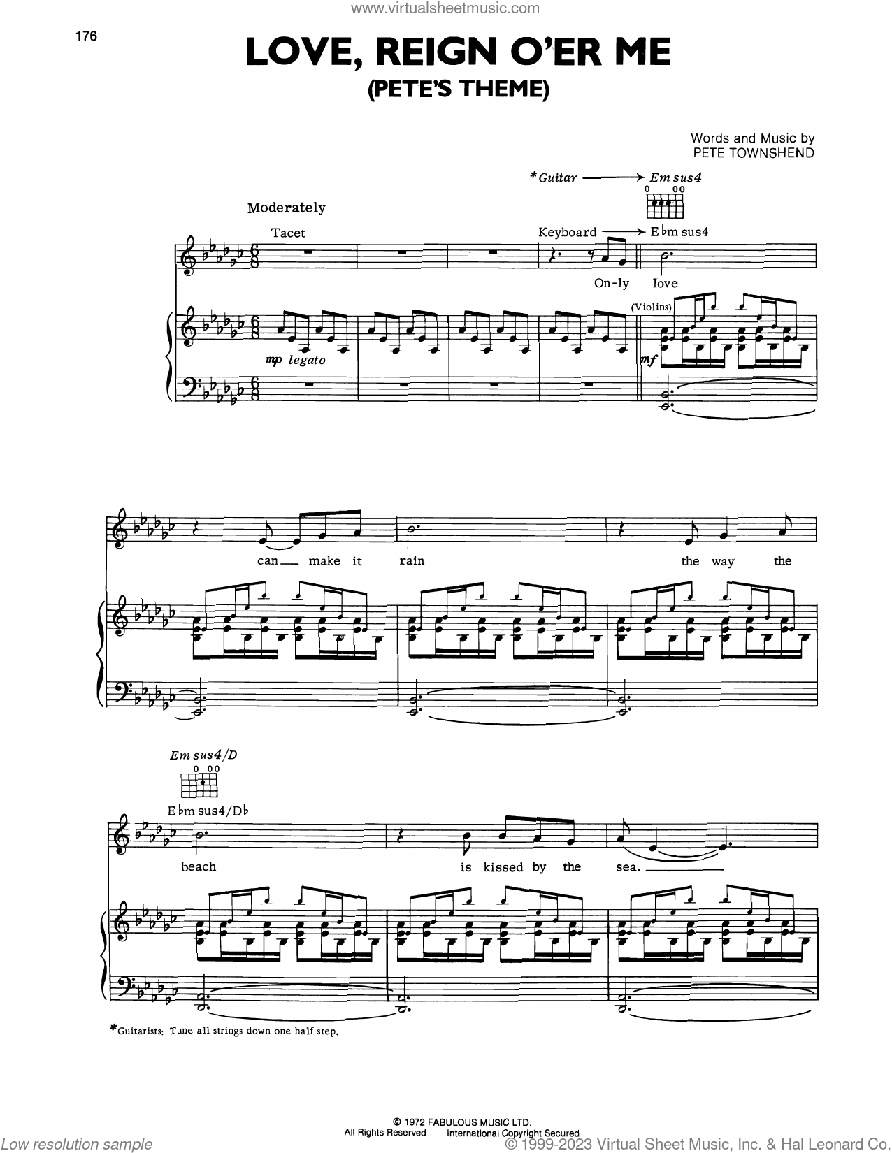 Love, Reign O'er Me sheet music for voice, piano or guitar (PDF)