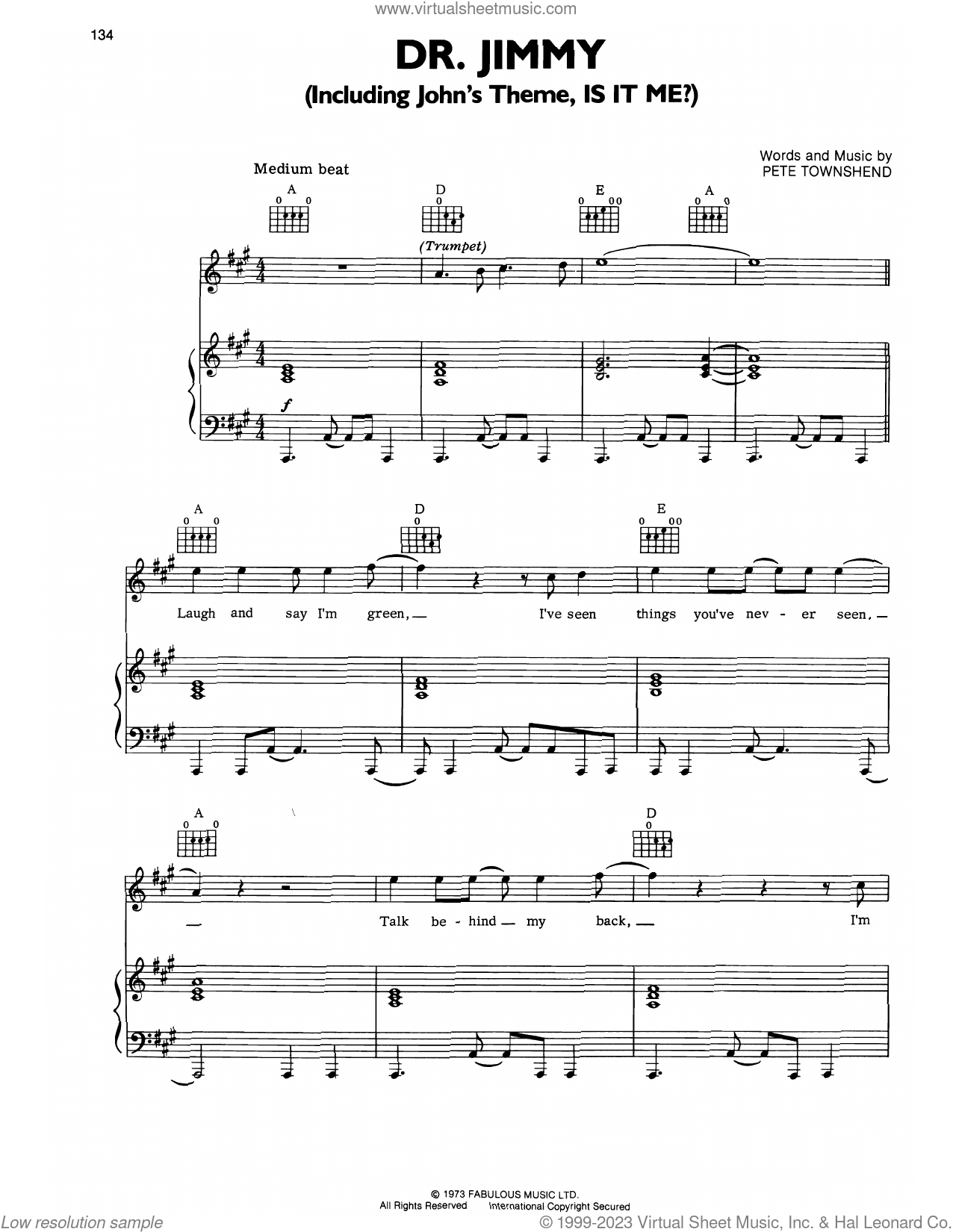 Doctor Jimmy sheet music for voice, piano or guitar (PDF)