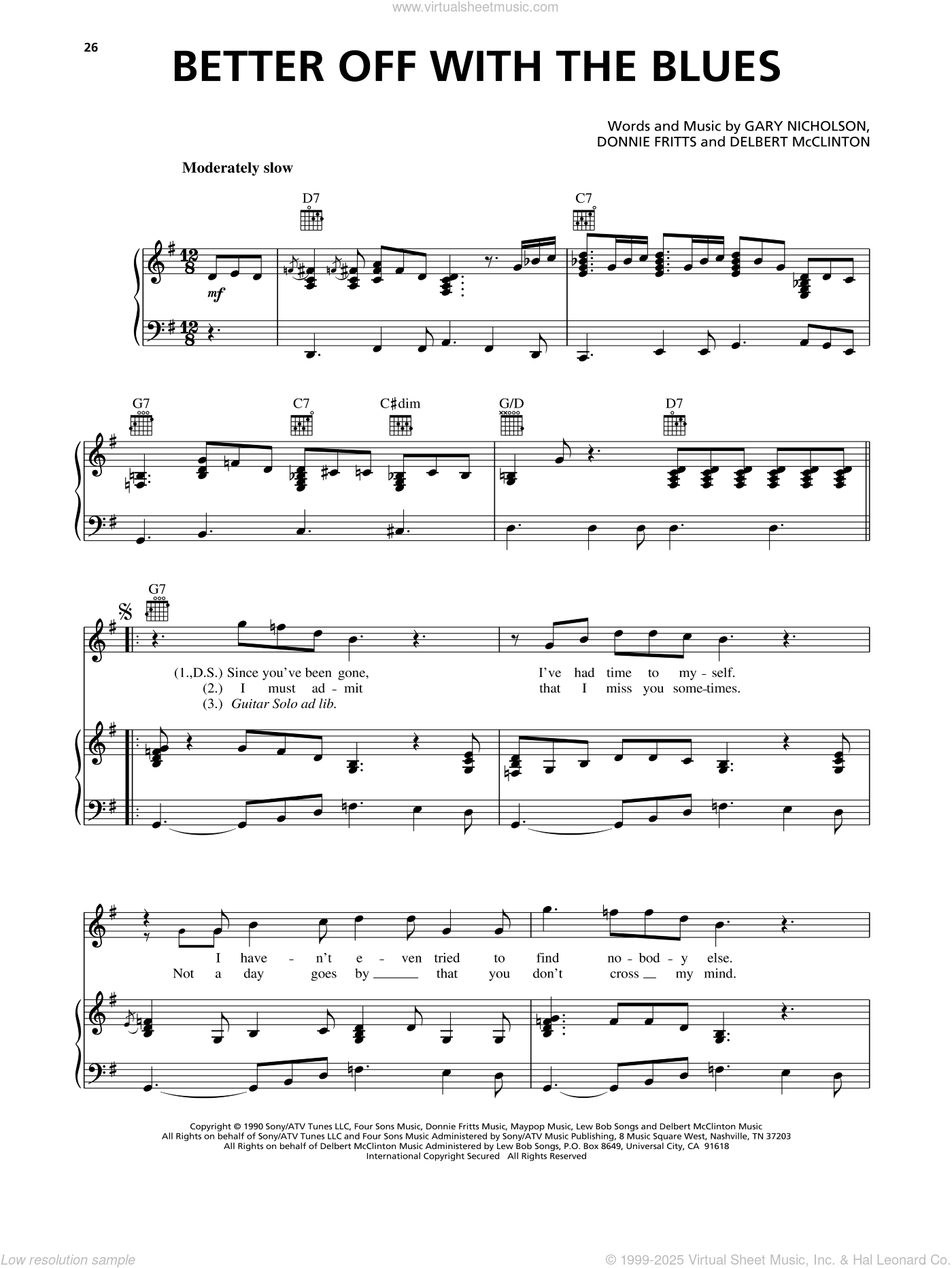 Better Off With The Blues sheet music for voice, piano or guitar