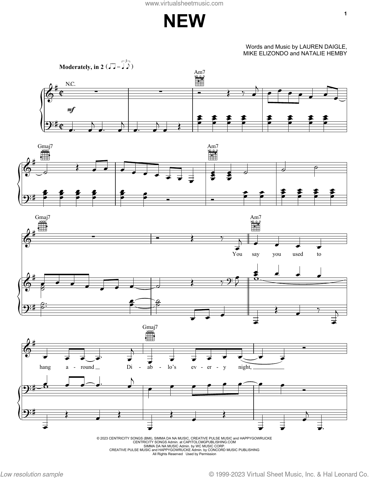 New sheet music for voice, piano or guitar (PDF-interactive)