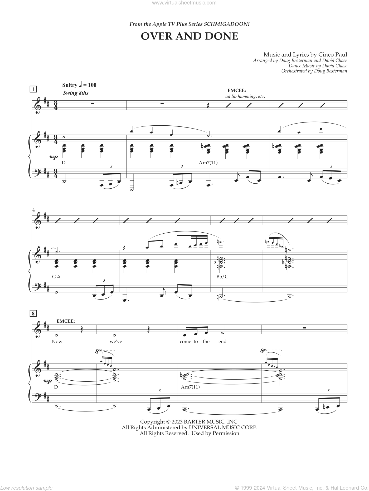 Over And Done (from Schmigadoon! Season 2) sheet music for voice and piano