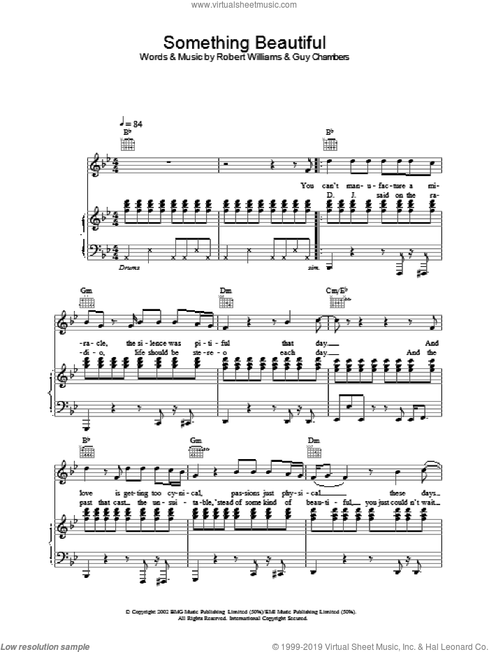 Robbie Williams: Something Beautiful sheet music for voice, piano or guitar