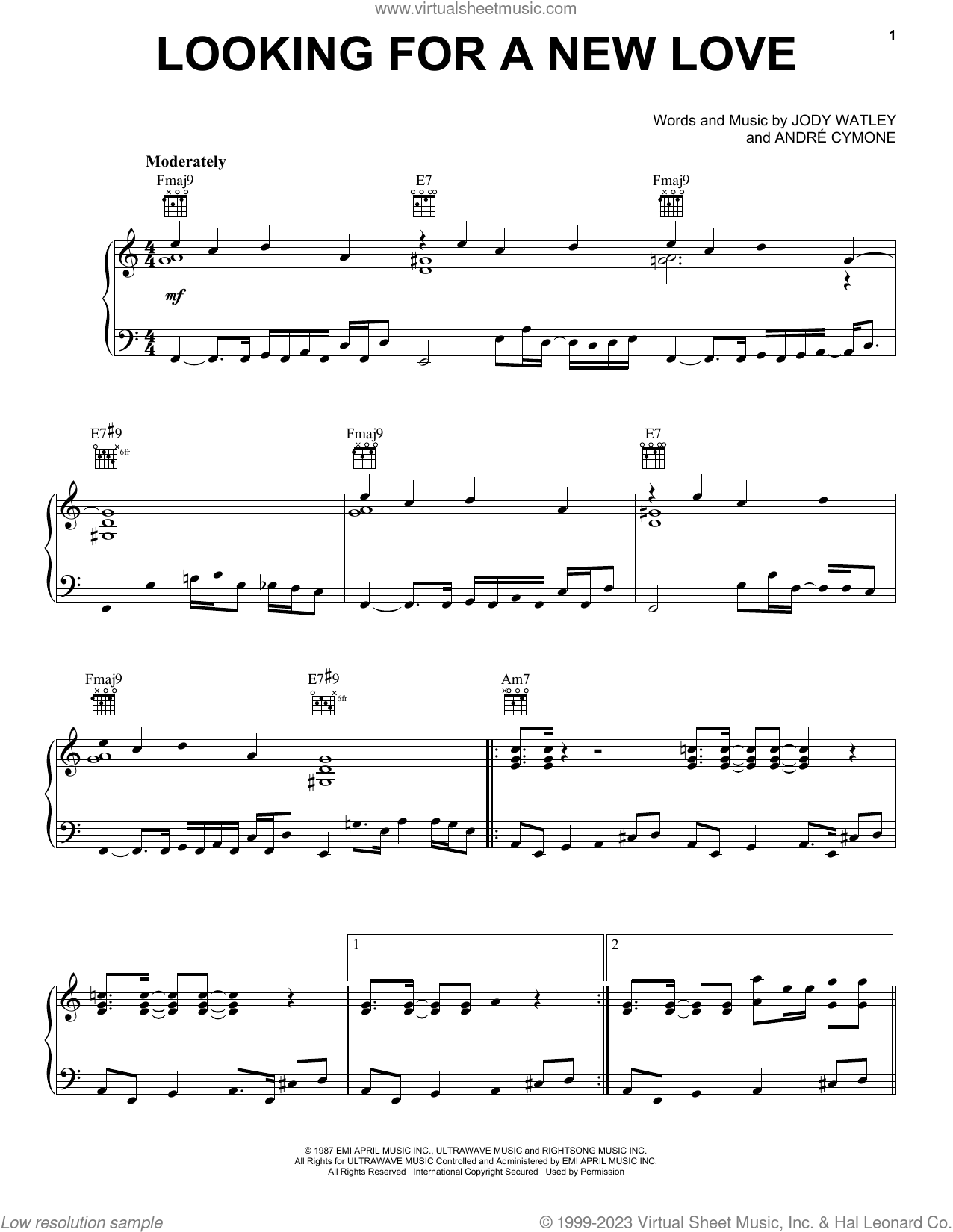 Looking For A New Love sheet music for voice, piano or guitar
