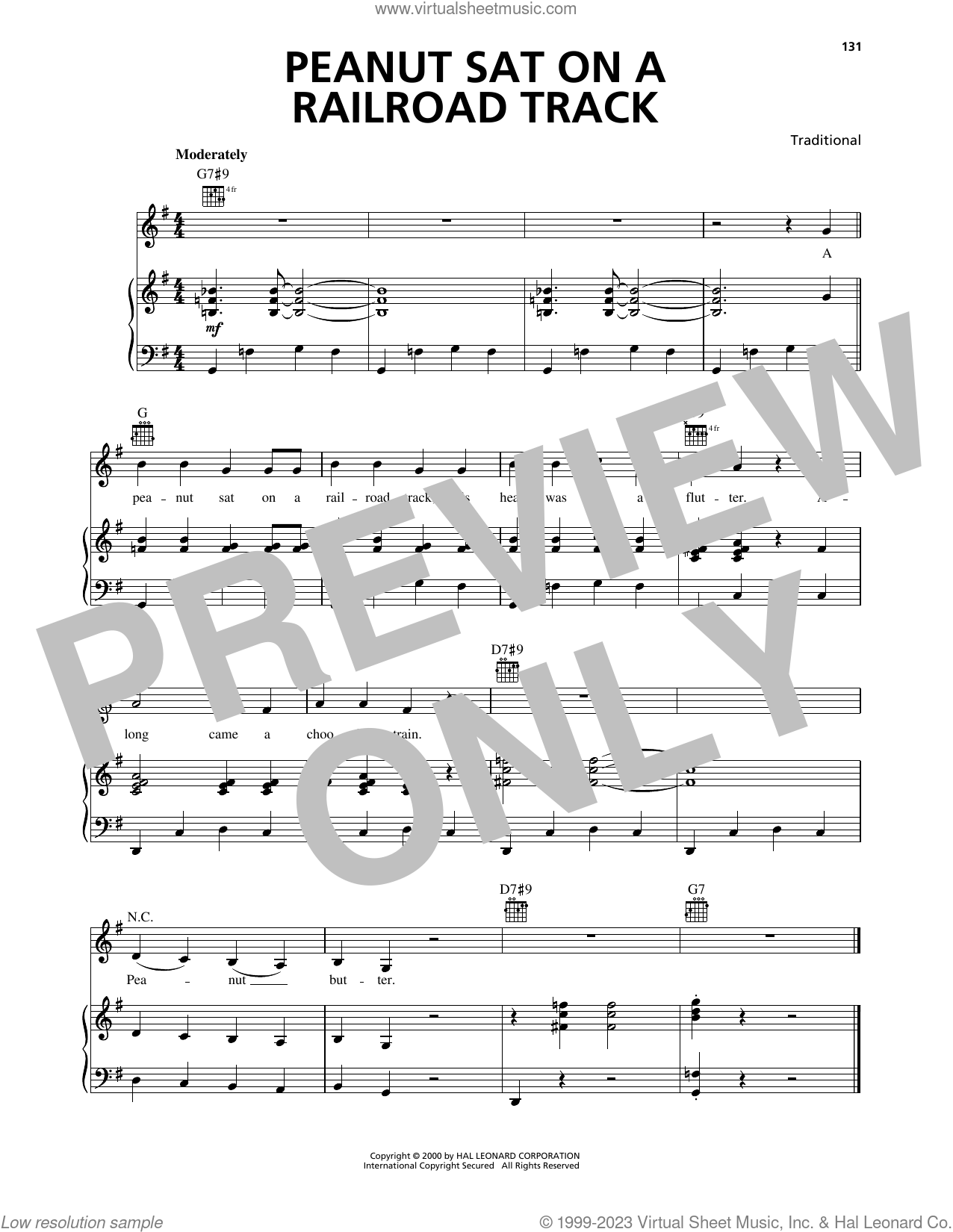 Peanut Sat On A Railroad Track sheet music for voice, piano or guitar