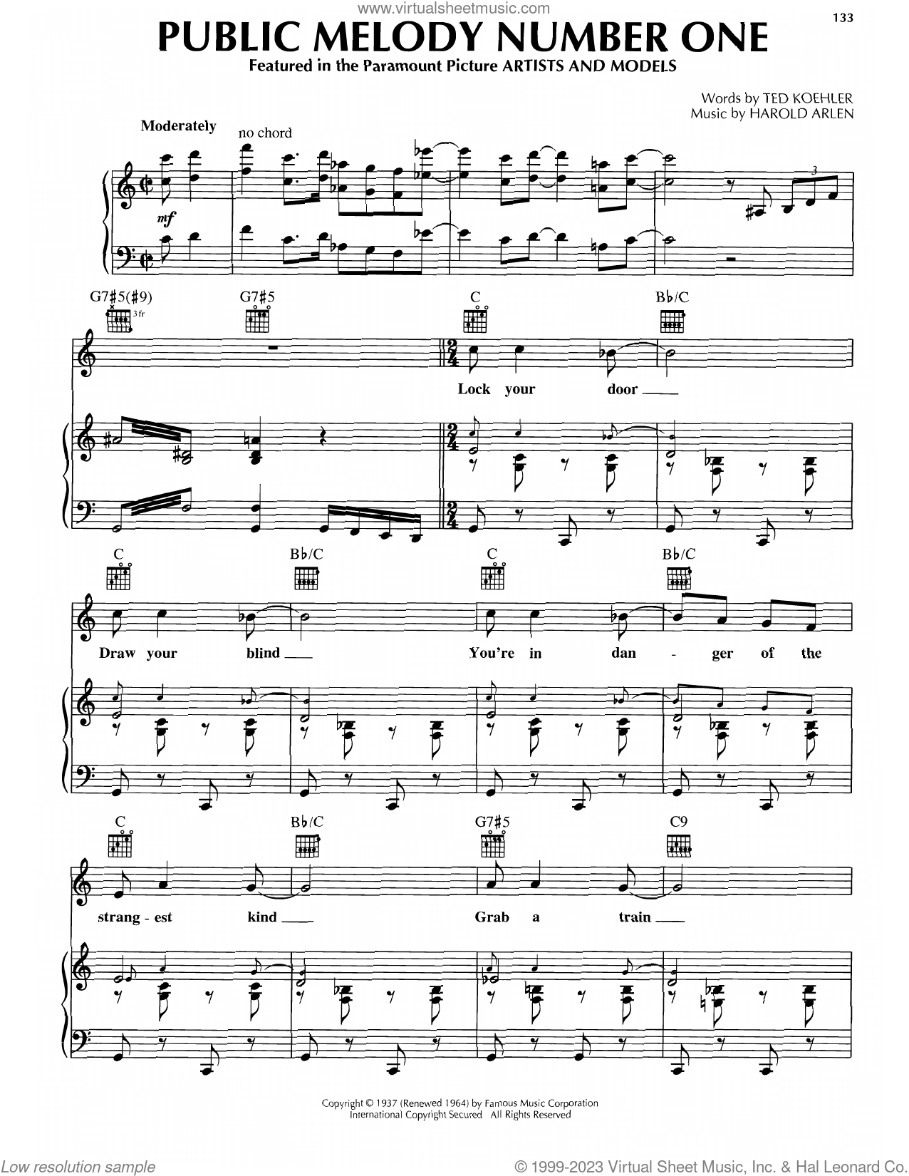 Public Melody Number One sheet music for voice, piano or guitar