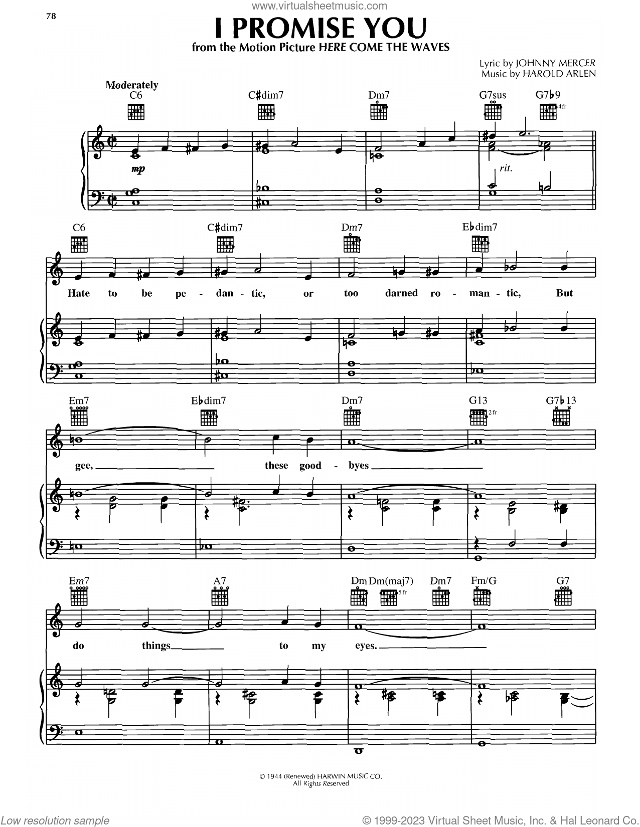 I Promise You sheet music for voice, piano or guitar (PDF)