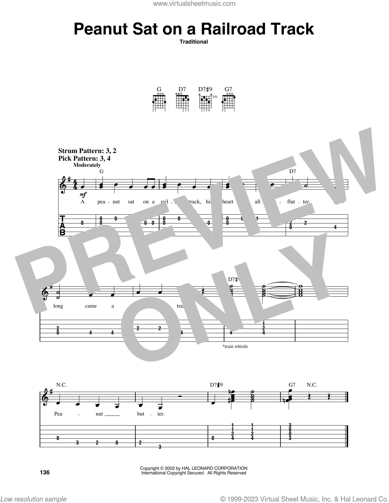 Peanut Sat On A Railroad Track sheet music for guitar solo (easy tablature)