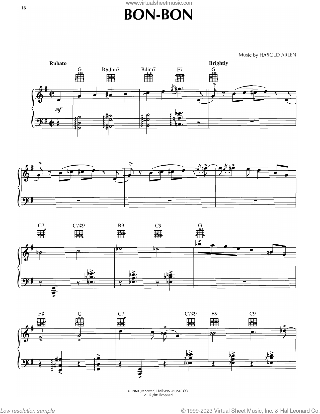 Bon-Bon sheet music for piano solo (PDF)