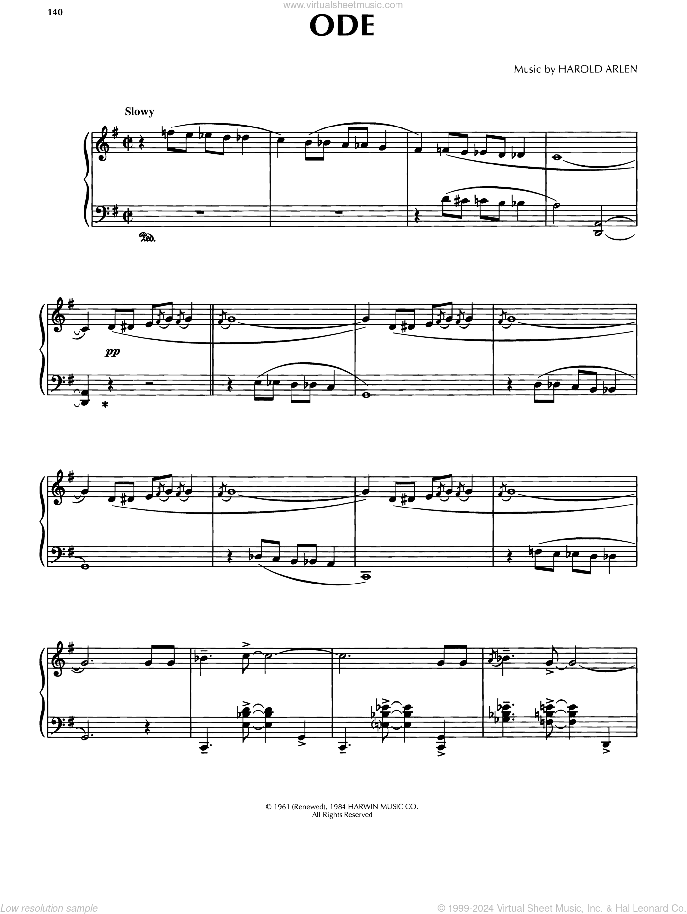 Ode sheet music for piano solo (PDF)