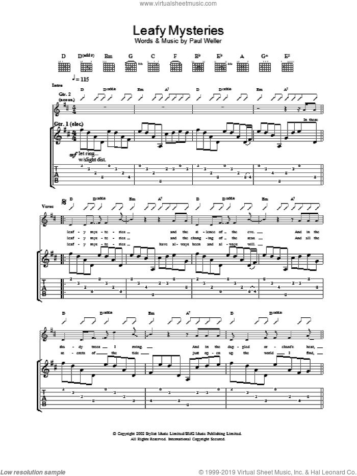 Leafy Mysteries sheet music for guitar (tablature) (PDF)