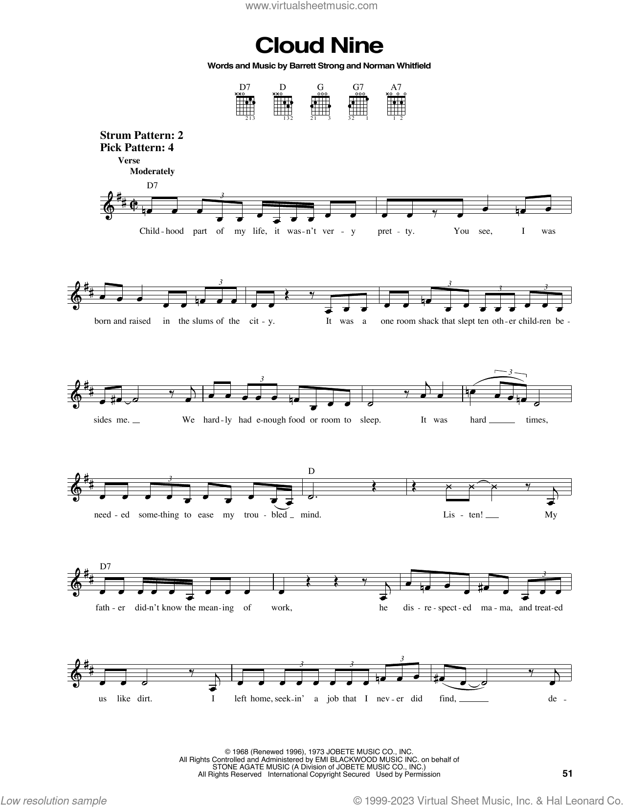Cloud Nine sheet music for guitar solo (chords) (PDF)