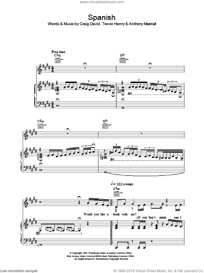 Spanish sheet music for voice, piano or guitar (PDF)