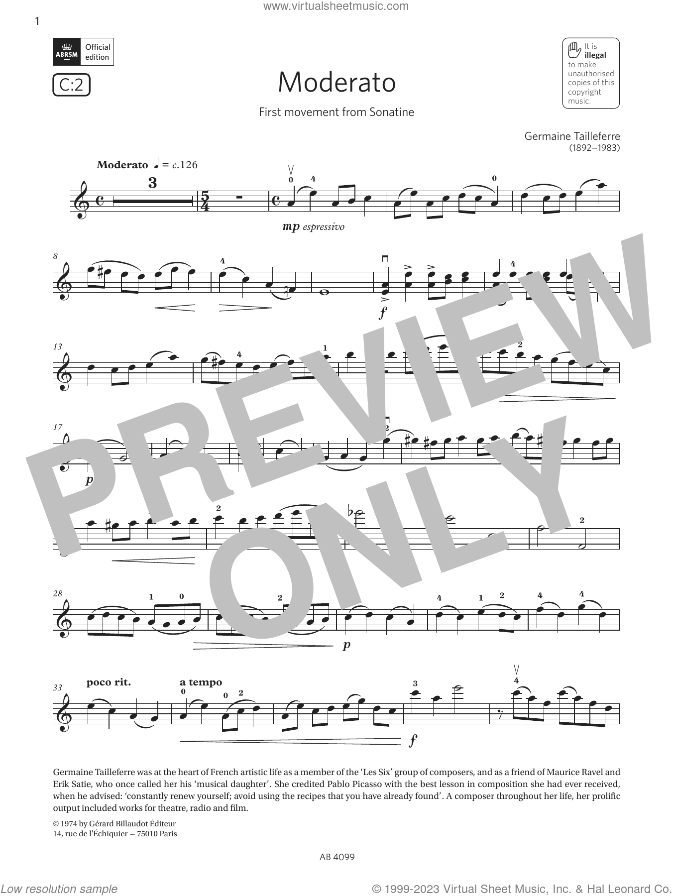 Moderato (Grade 5, C2, from the ABRSM Violin Syllabus from 2024) sheet ...