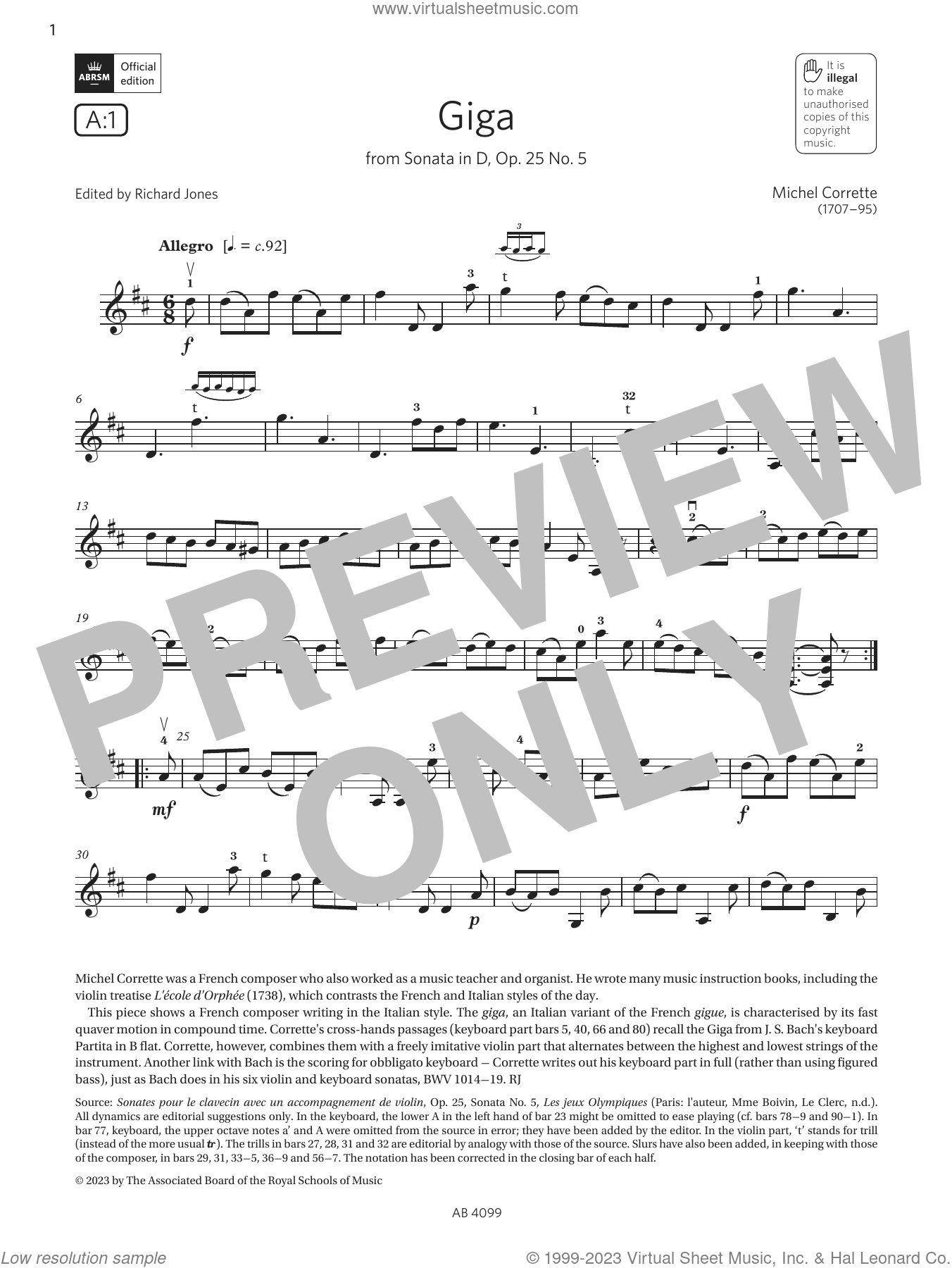 Giga (Grade 5, A1, from the ABRSM Violin Syllabus from 2024) sheet ...
