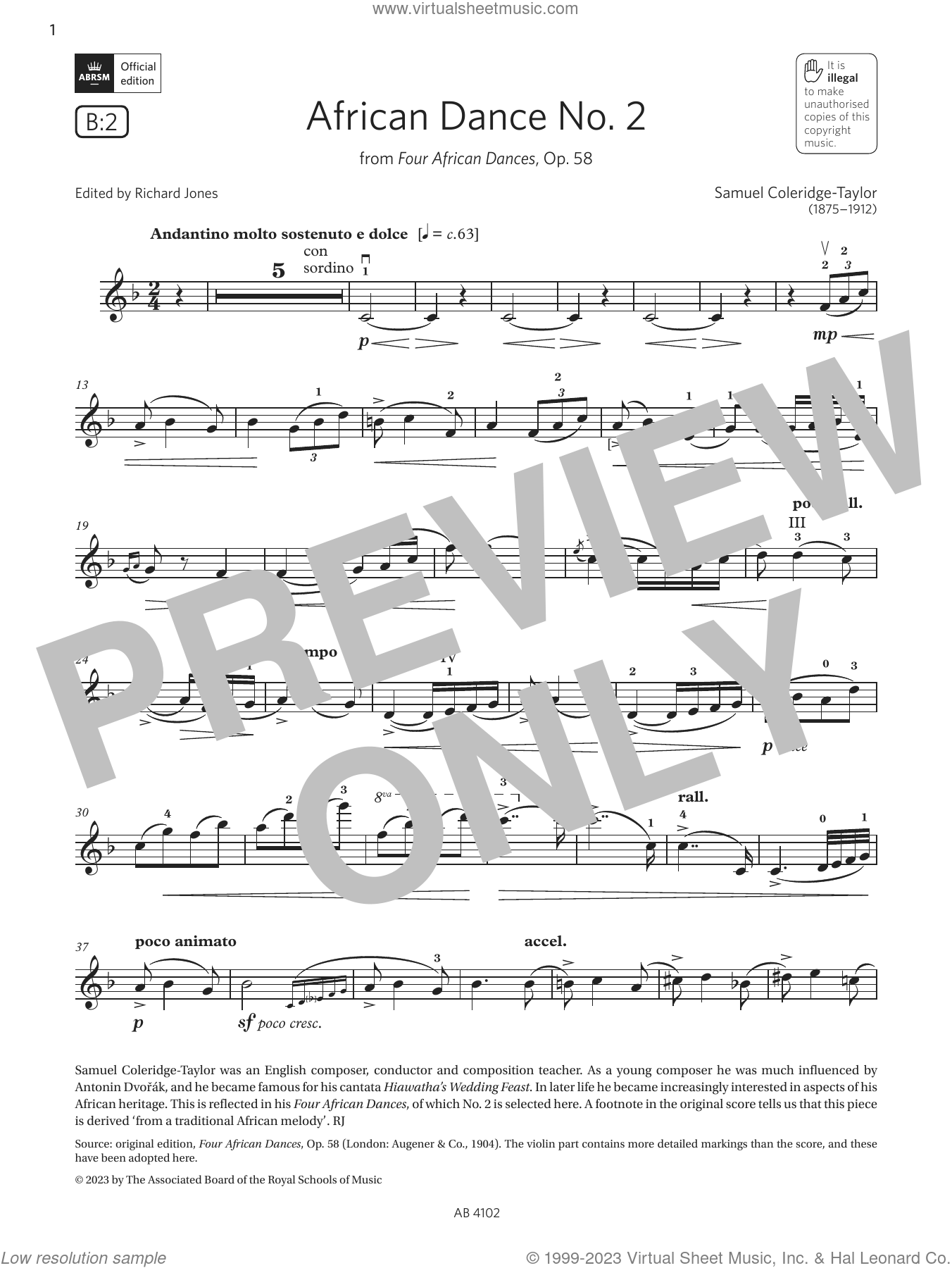 African Dance No. 2 (Grade 8, B2, from the ABRSM Violin Syllabus from ...