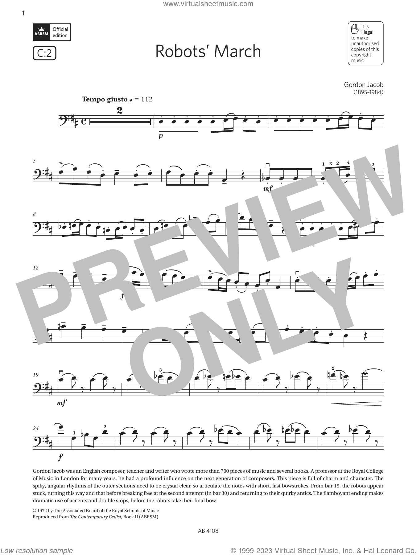 Robots' March (Grade 5, C2, from the ABRSM Cello Syllabus from 2024 ...