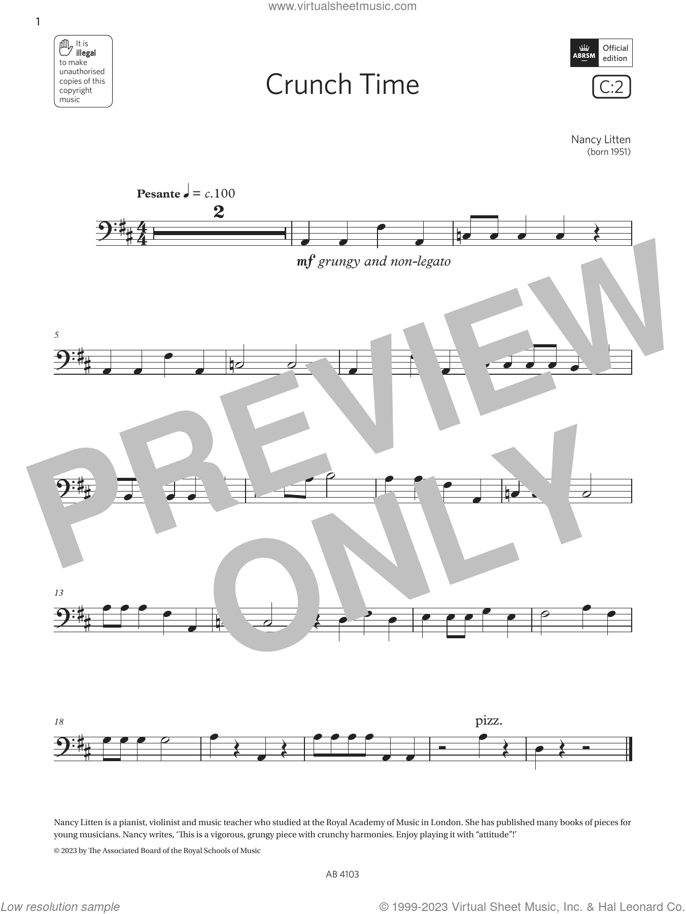 Crunch Time (Grade Initial, C2, from the ABRSM Cello Syllabus from 2024 ...