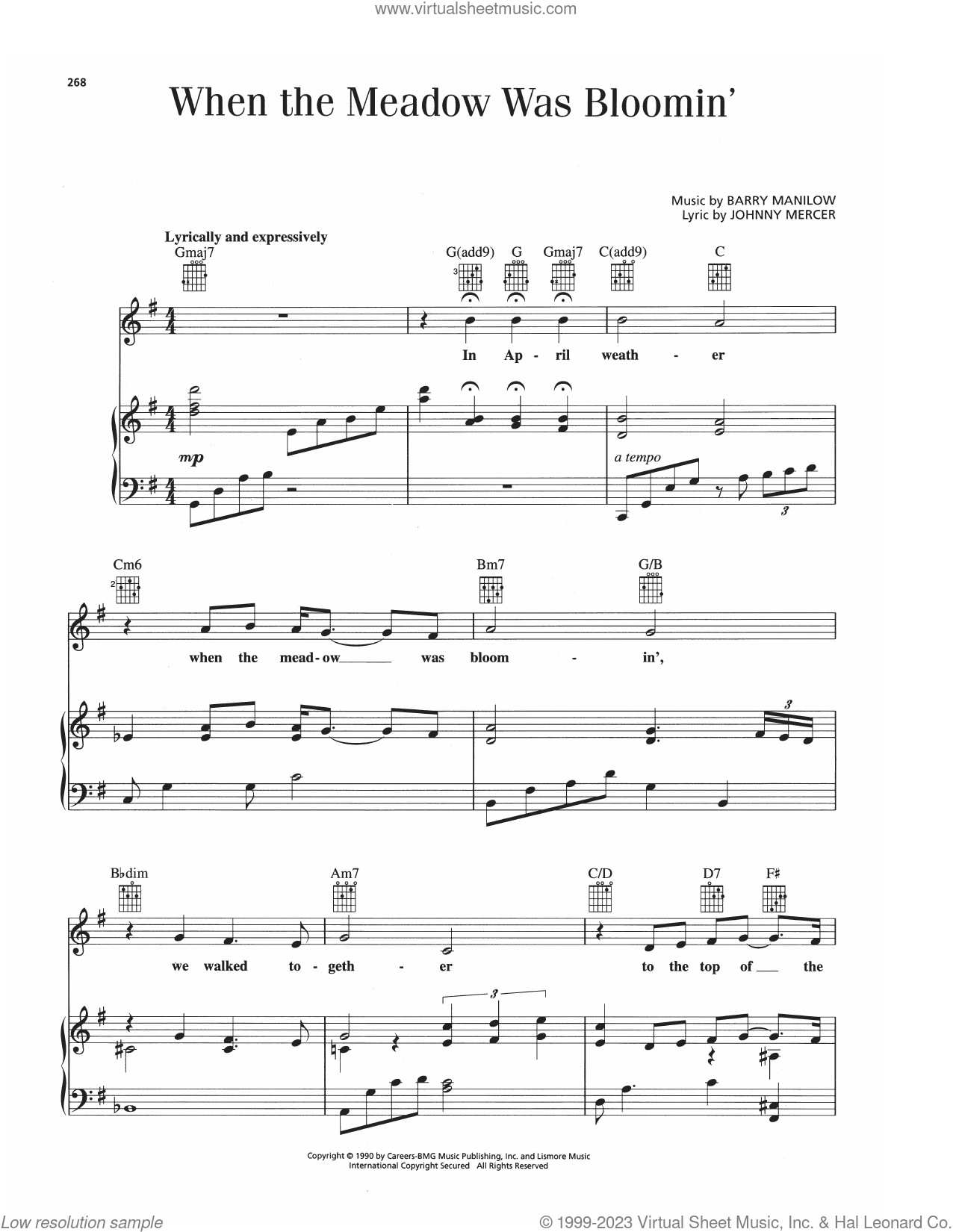 When The Meadow Was Bloomin' sheet music for voice, piano or guitar