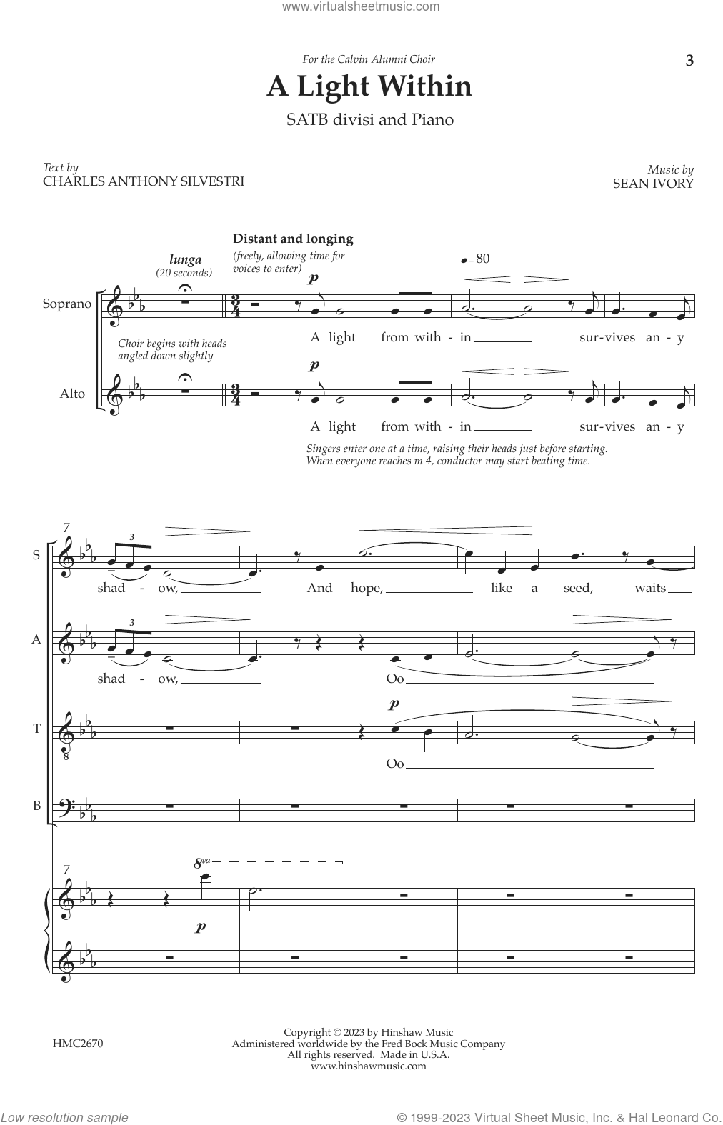A Light Within sheet music for choir (SATB: soprano, alto, tenor, bass)