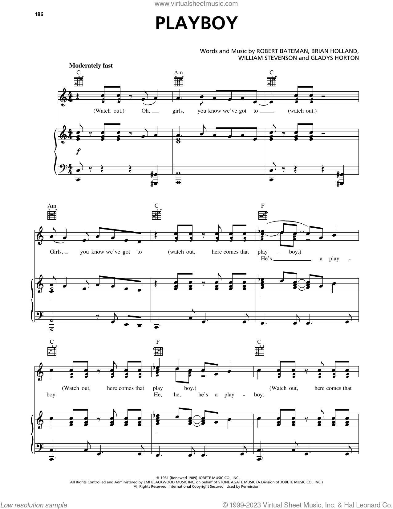 Playboy sheet music for voice, piano or guitar (PDF)