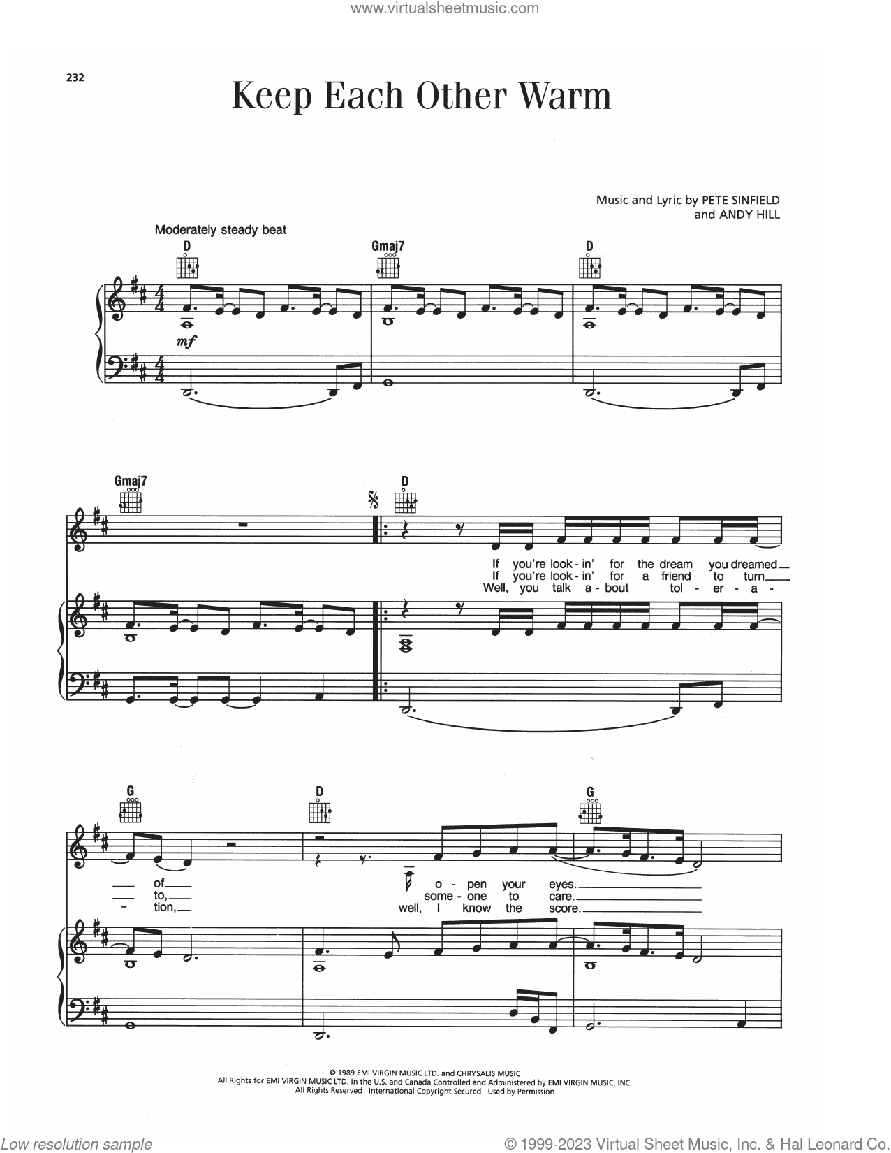 Keep Each Other Warm sheet music for voice, piano or guitar (PDF)