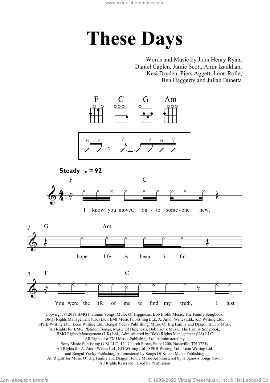 These Days (feat. Jess Glynne, Macklemore and Dan Caplen) sheet music ...