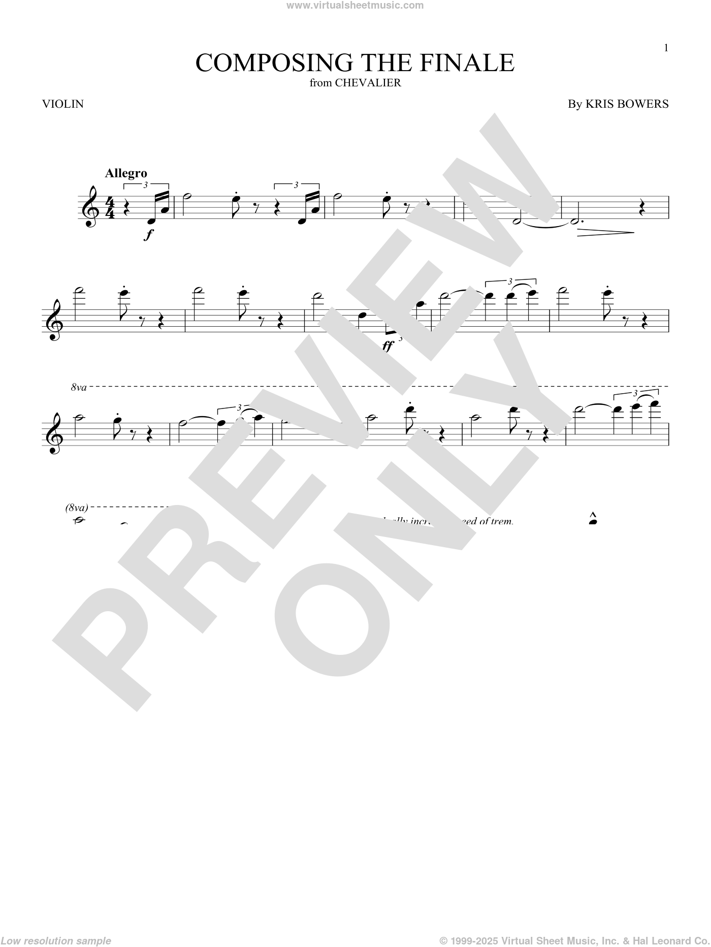 Composing The Finale (from Chevalier) sheet music for violin solo