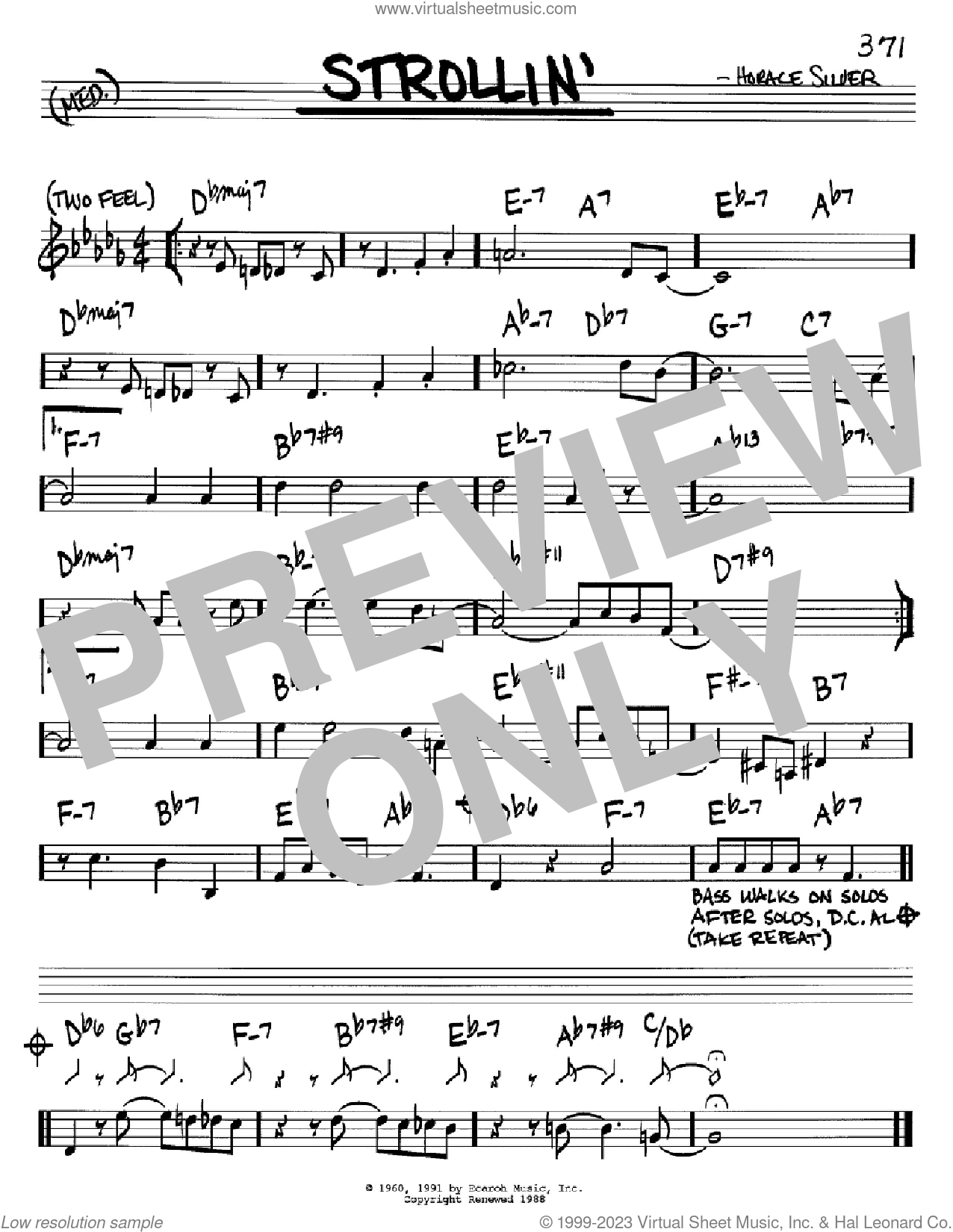 Strollin' sheet music (real book - melody and chords) (in C)