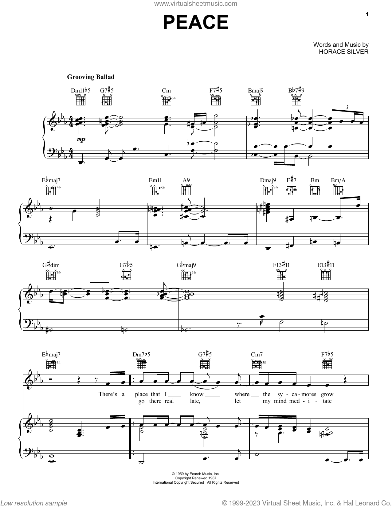 Norah Jones: Peace sheet music for voice, piano or guitar (PDF)